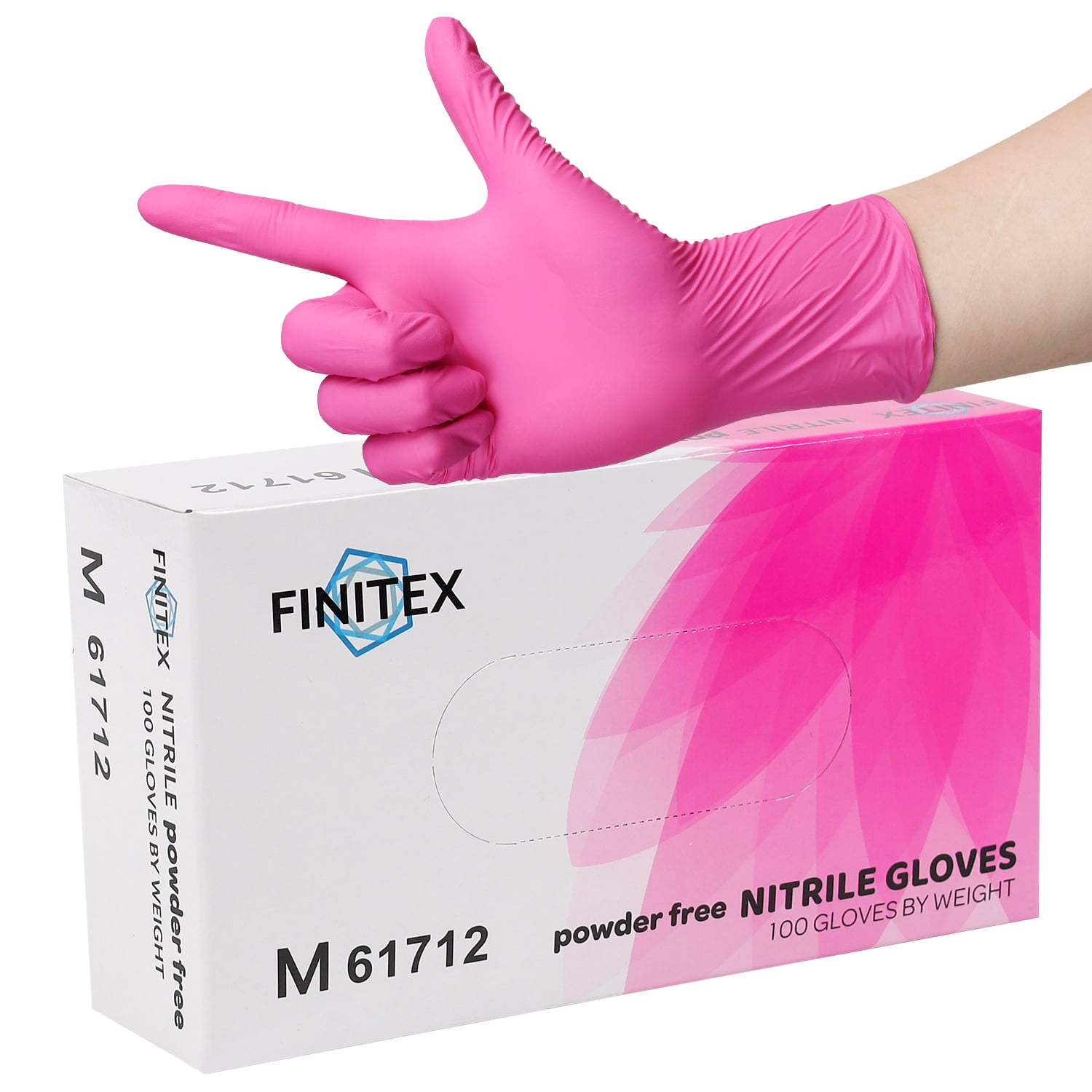 FINITEX Pink Disposable Gloves, 3.5 Mil Powder-Free Latex-Free Nitrile ...