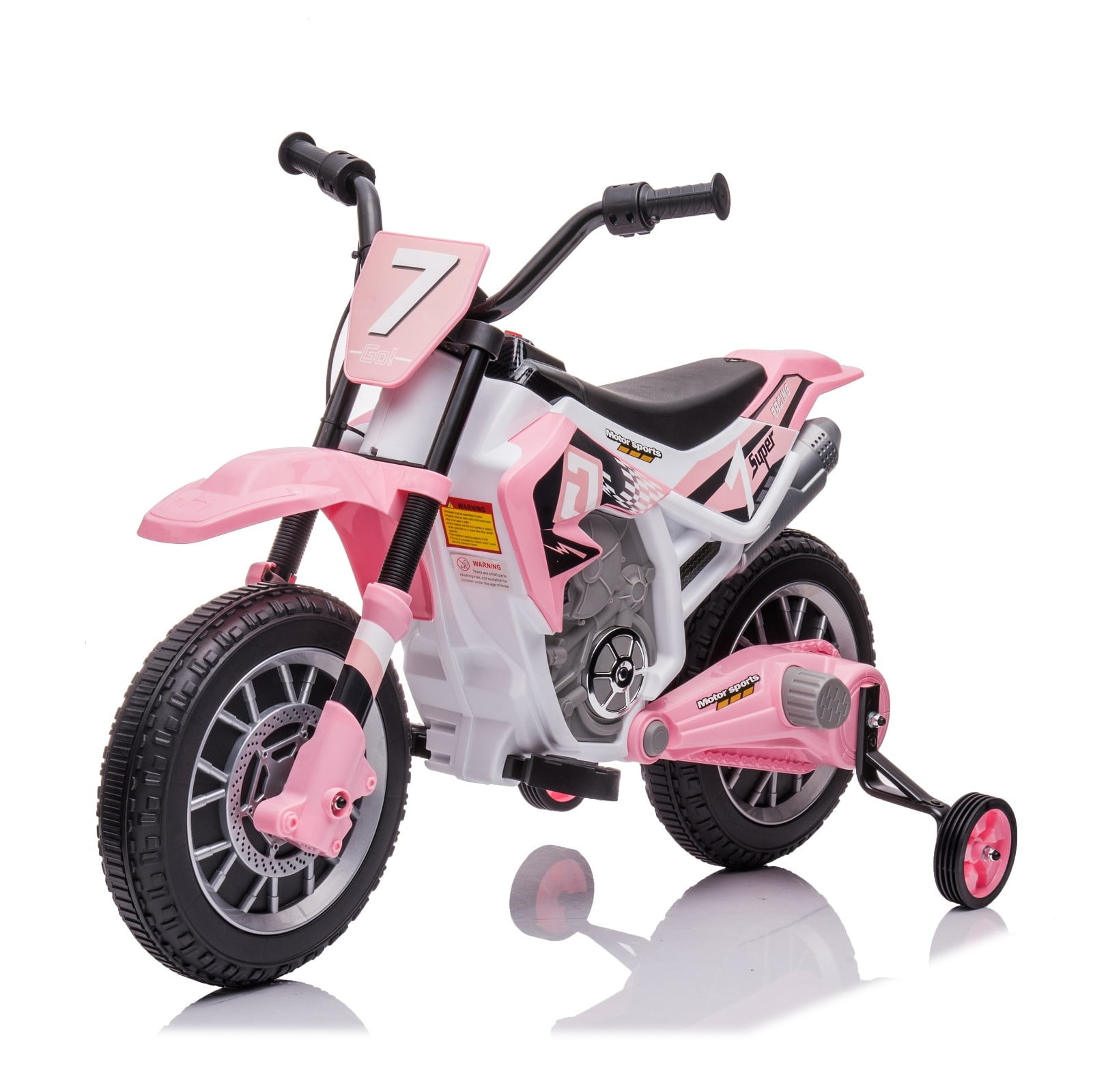 FINITO 12V Kids Ride on Motorcycle 4 Wheels Battery Powered Car Toy with 2 Training Wheels Music ...