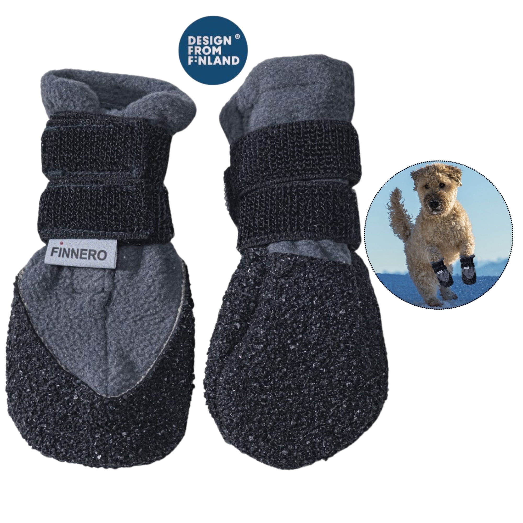 FINNERO Halla Lux Gray Dog Shoes Set of 2, Soft Socks Dog Booties with ...