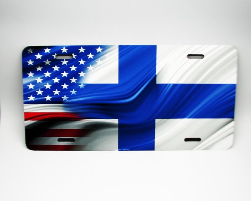 FINNISH FINLAND AMERICAN FLAG METAL CAR NOVELTY LICENSE PLATE AUTO TAG ...