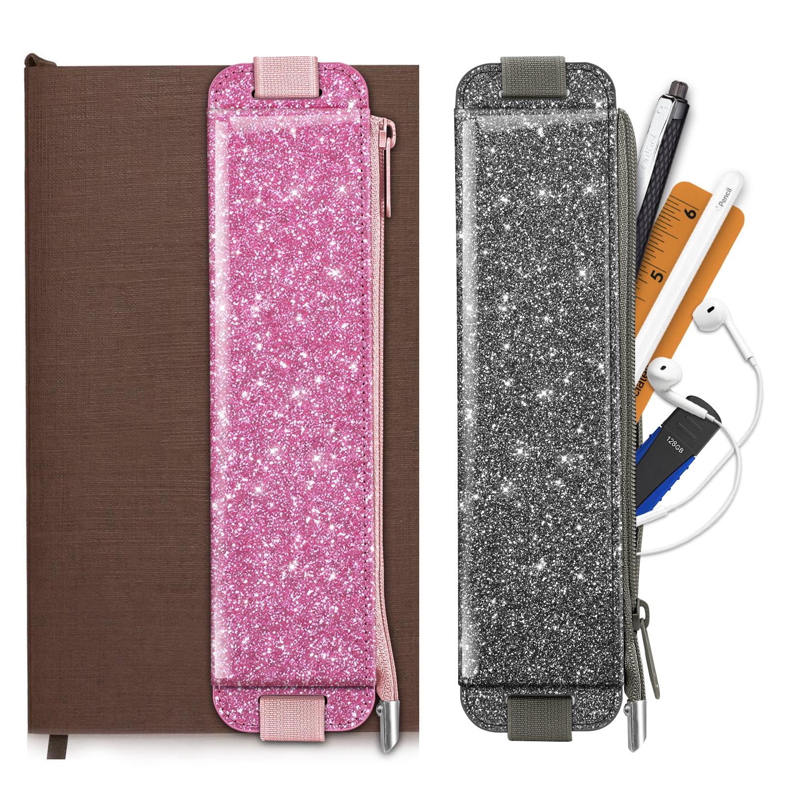 FINPAC 2-Pack Elastic Pencil Case for Notebook, Leather Pen Holder ...