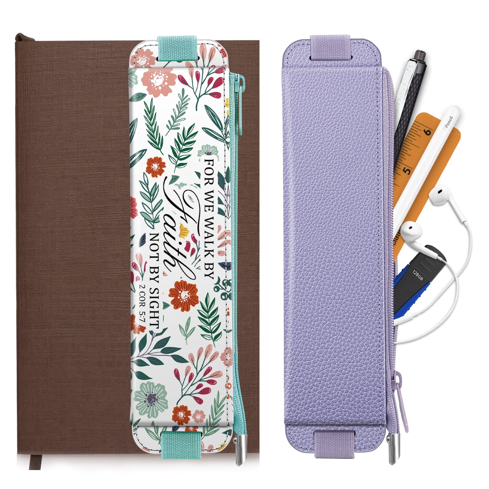 FINPAC 2-Pack Elastic Pencil Case for Notebook, Leather Pen Holder ...