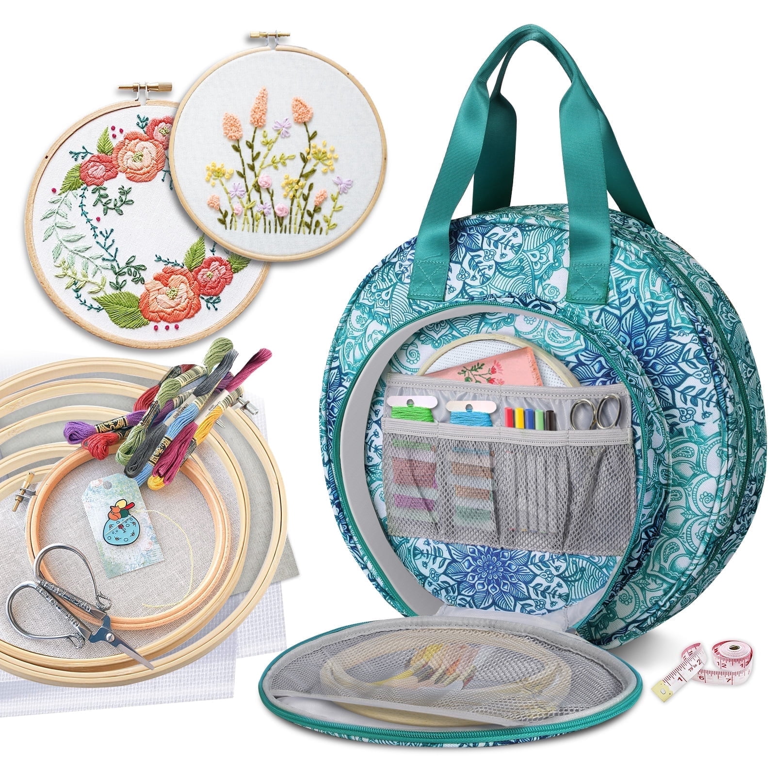 FINPAC Embroidery Project Bag, Embroidery Supplies Storage Carrying ...