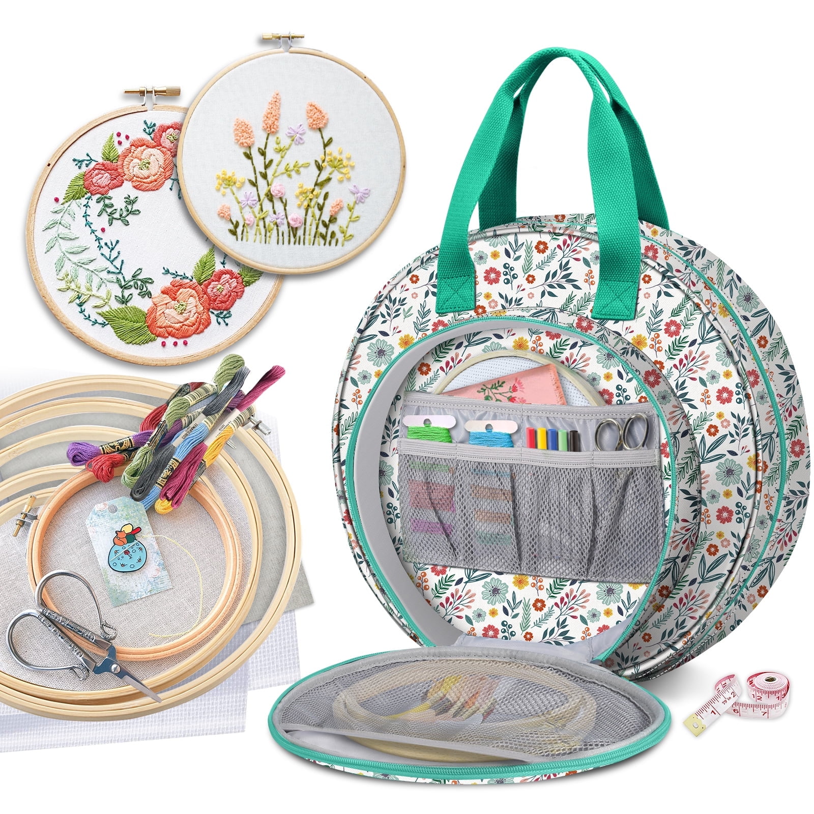 FINPAC Embroidery Project Bag, Embroidery Supplies Storage Carrying ...