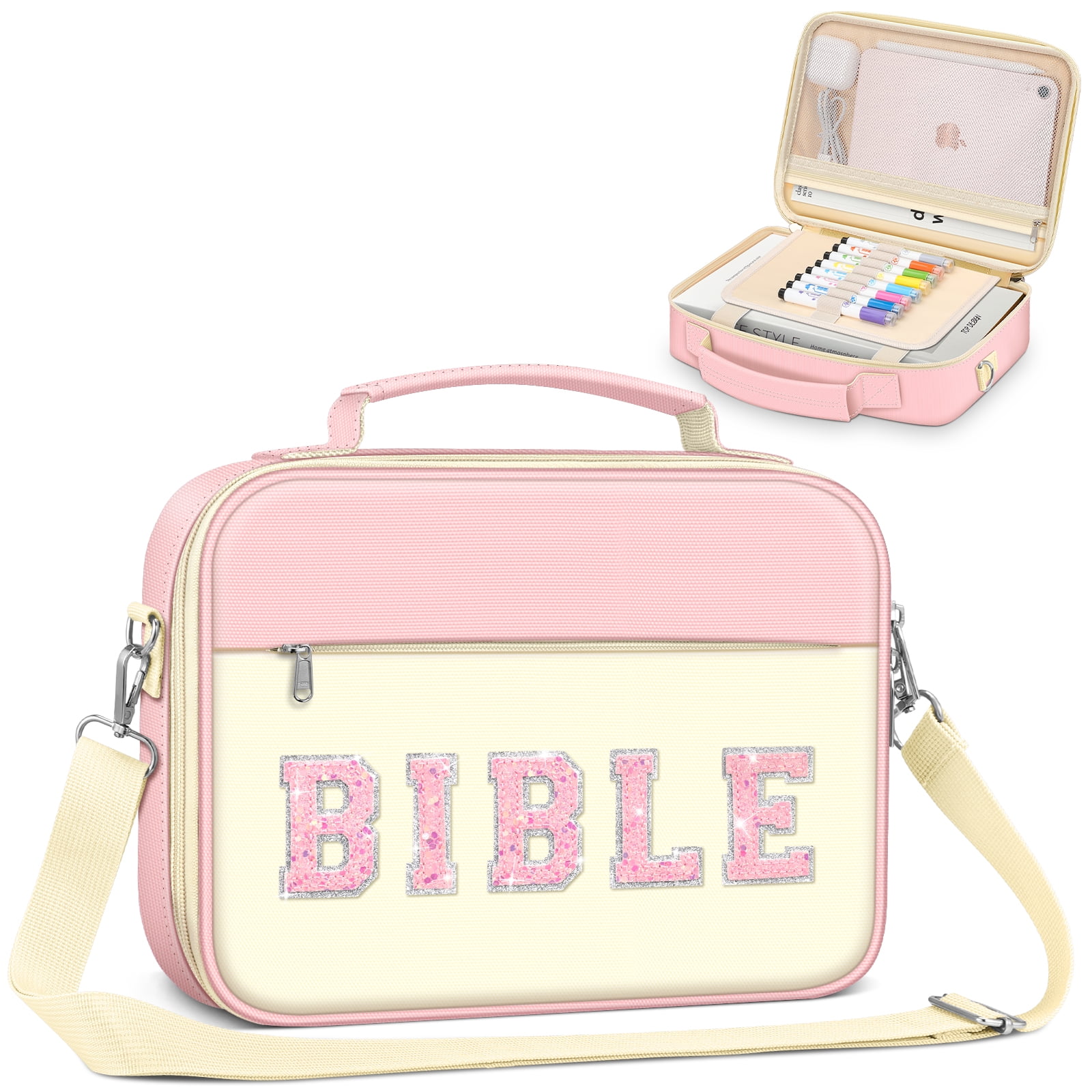 FINPAC Large Bible Cover with Shoulder Strap, Durable Carrying Case for ...