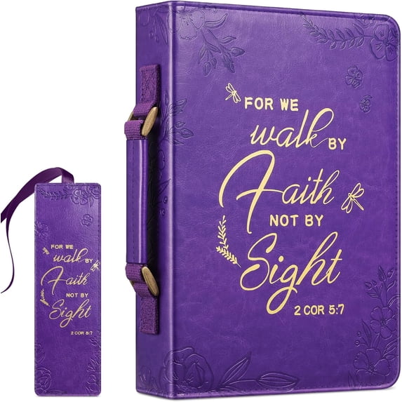 FINPAC Large Classic Bible Cover Vegan Leather Carrying Book Case ...