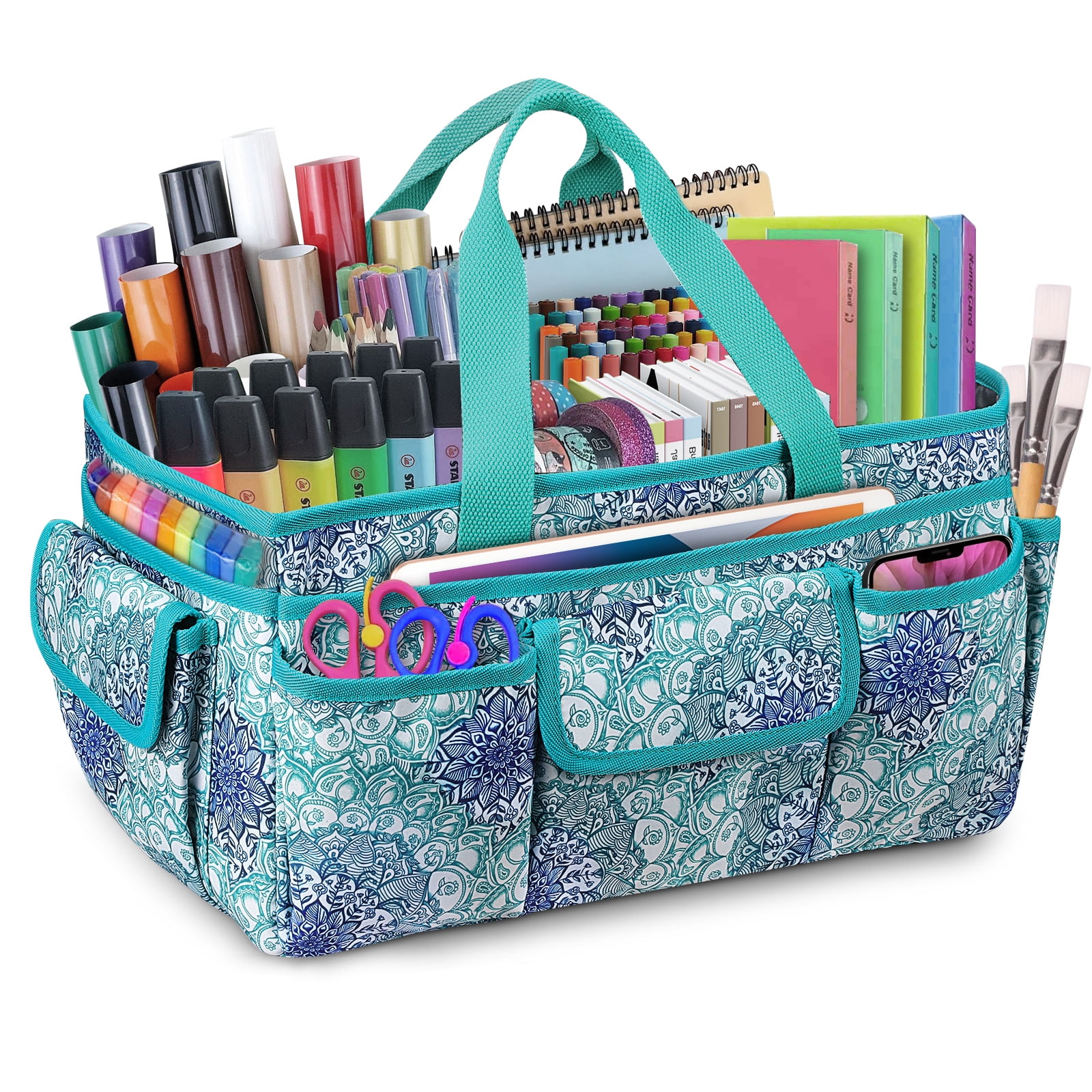 FINPAC Large Craft Storage Tote Bag with Multiple Pockets, Scrapbooking ...