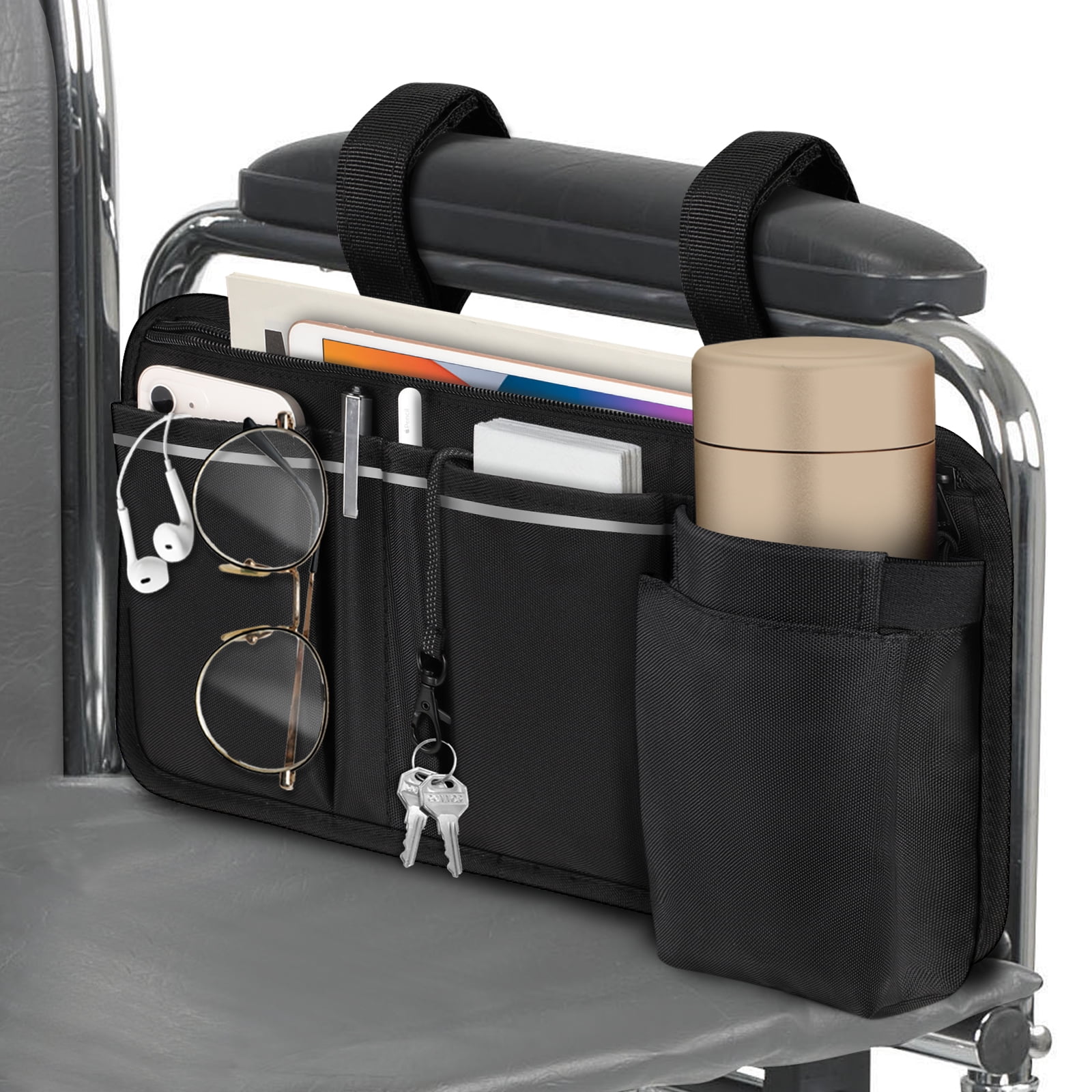 FINPAC Wheelchair Side Storage Bag, Wheelchair Armrest Accessories ...