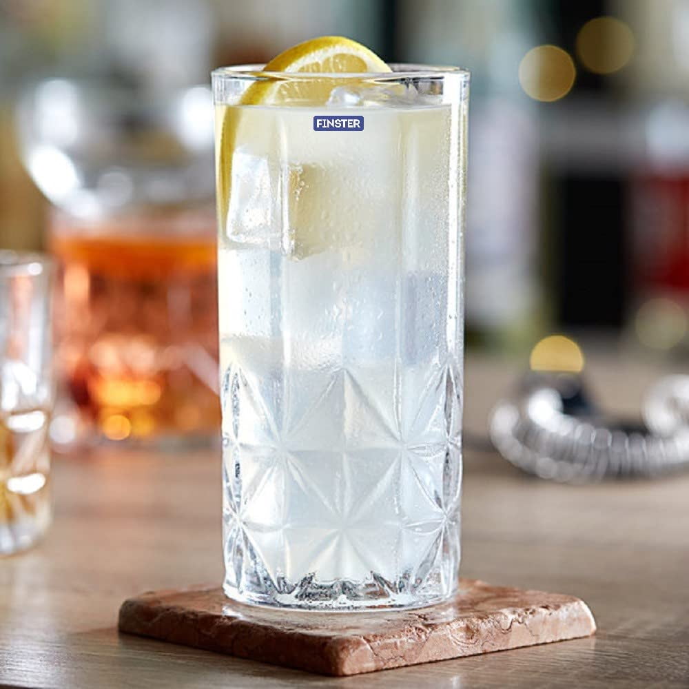 FINSTER Glass Premium Drinking Water Glasses Set of 12300ml Transparent ...