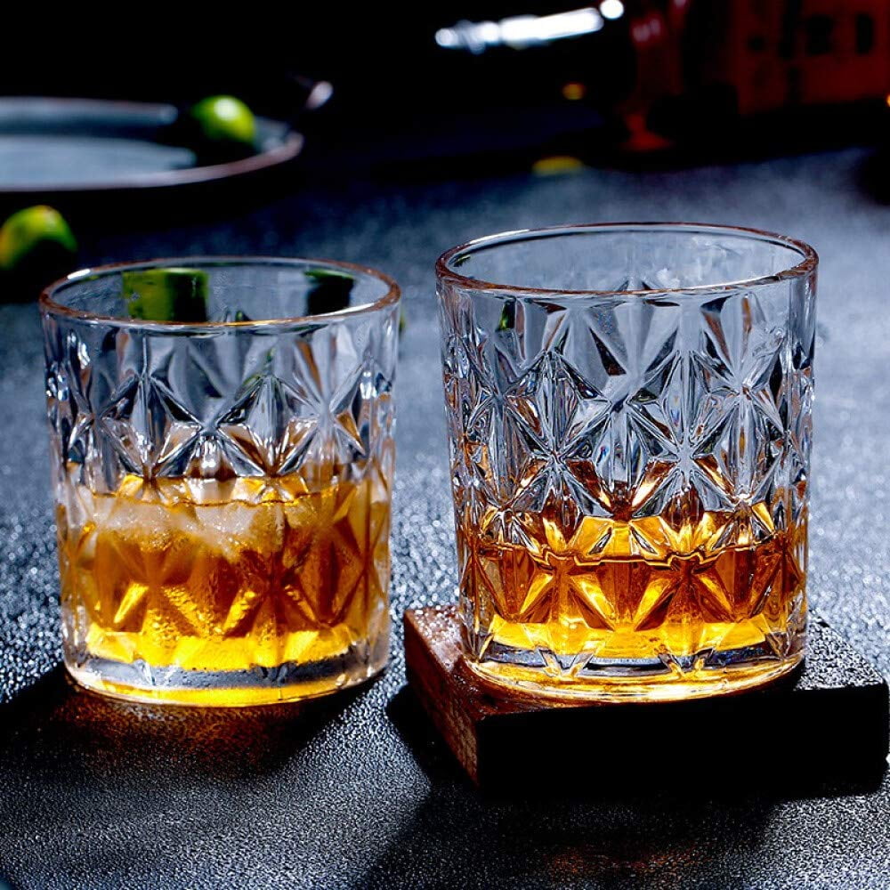 FINSTER Glass Whiskey Crystal Rocks Glasses Set of 6320 ML Transparent ...