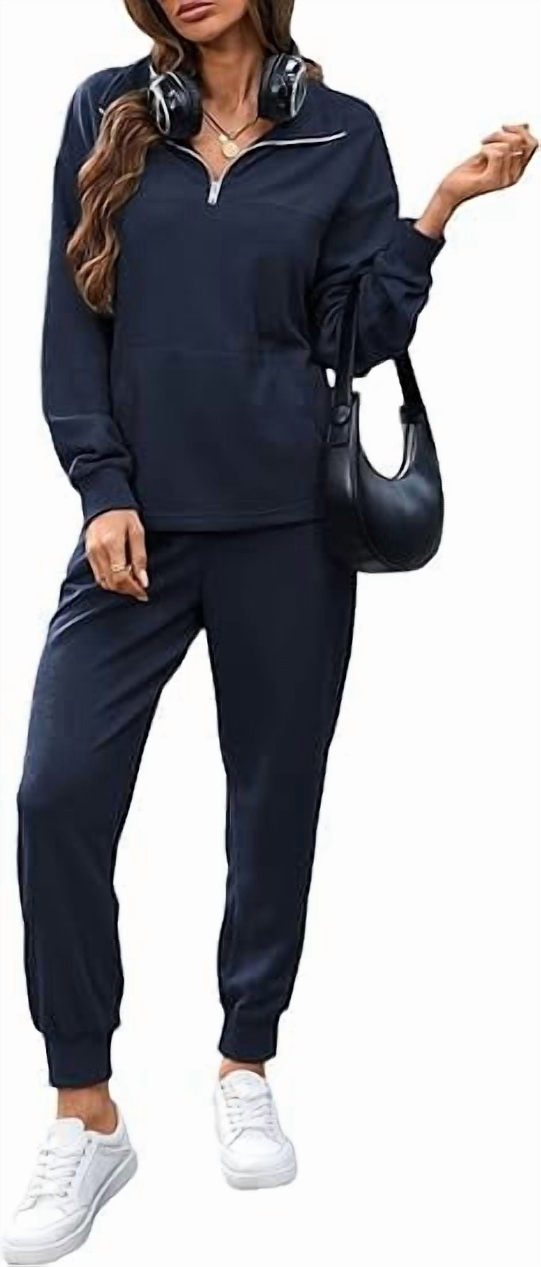 FIOPHY Women's Waffle Knit 2 Piece Outfits Lounge Sets 1/4 Zip Up ...