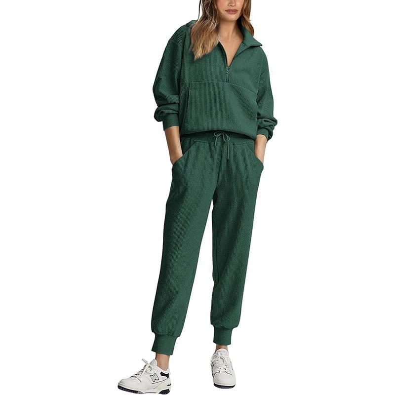 FIOPHY Womens 2 Piece Sweatsuits Set Long Sleeve Half Zip Pullover ...
