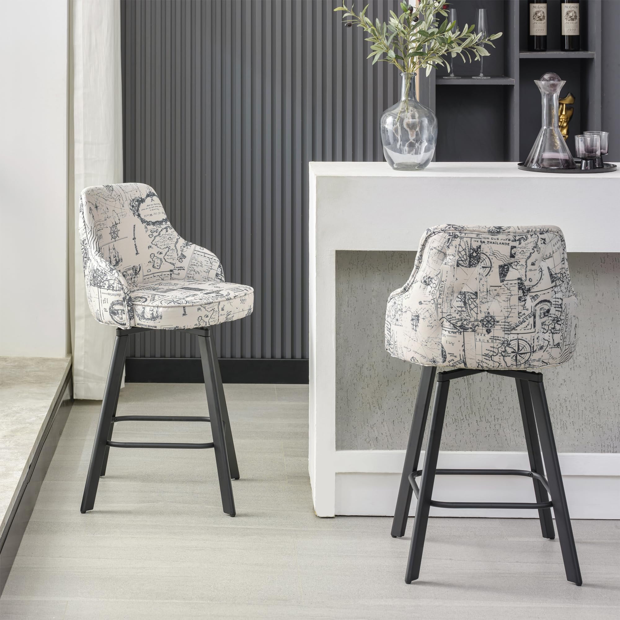 FIRAVOE Bar Stools Set of 2, 26" Swivel Counter Height Bar Stools with ...