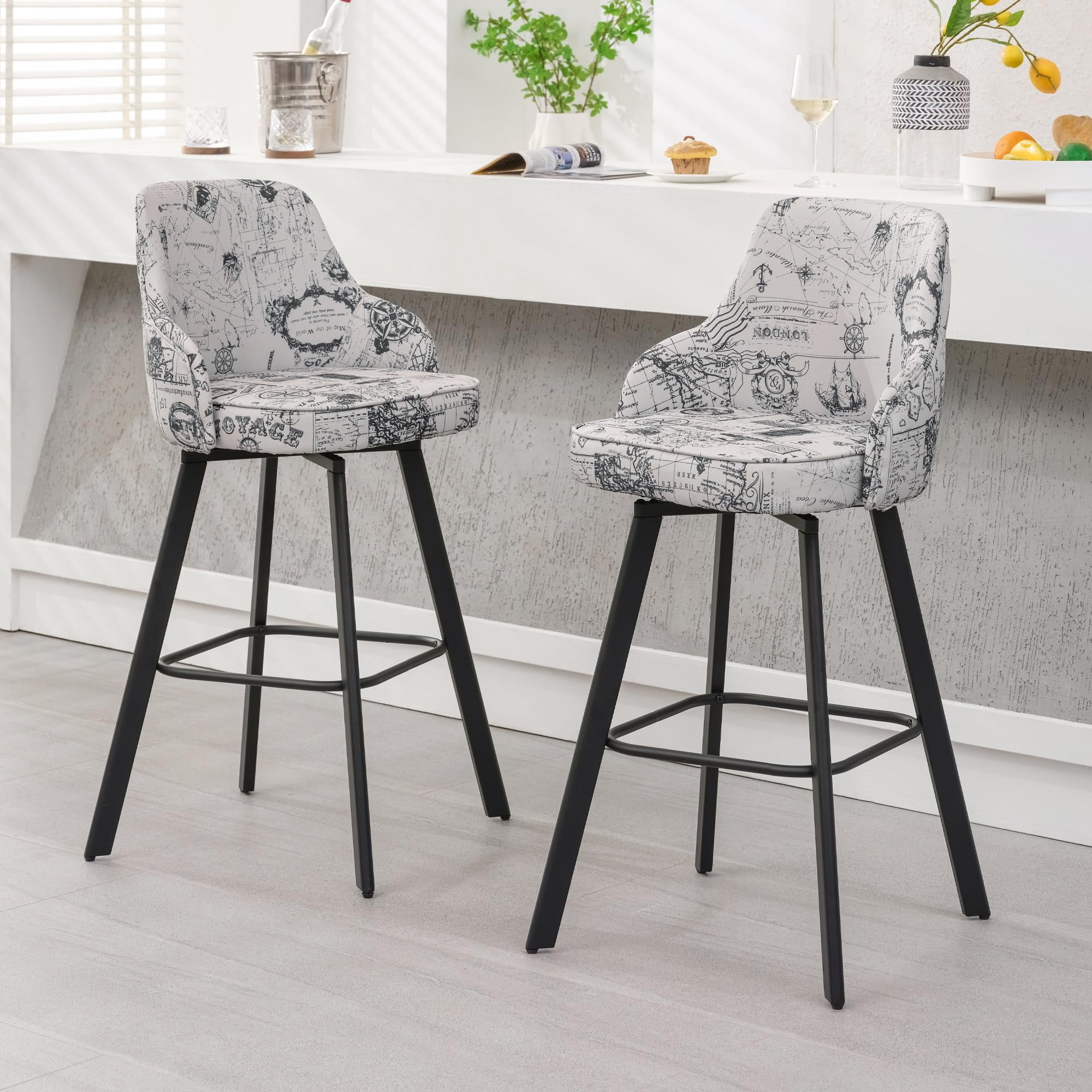 FIRAVOE Bar Stools Set of 2, 30" Swivel Bar Height Bar Stools with High ...