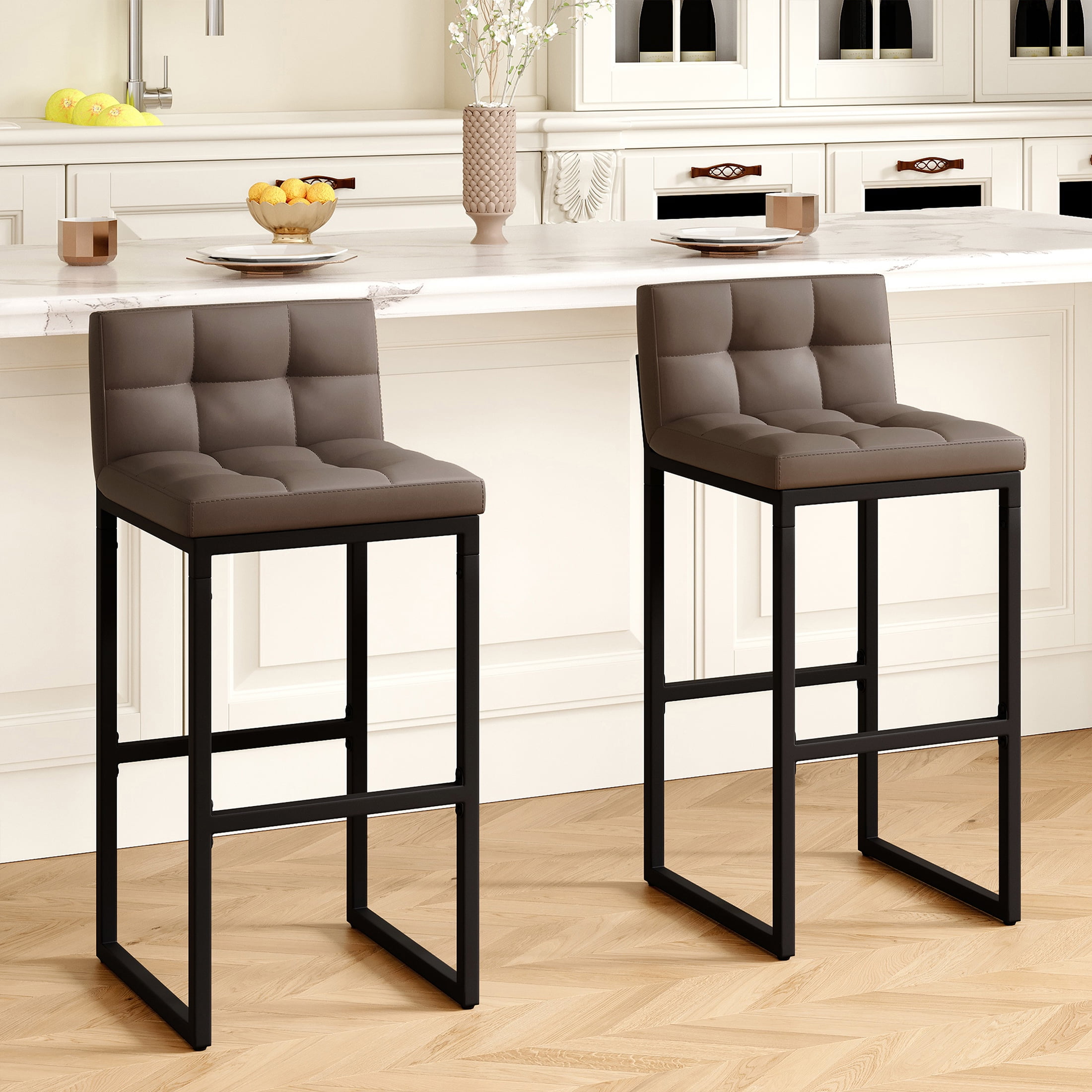 FIRAVOE Bar Stools Set of 2, Modern High Bar Stools with Low Back (30 ...