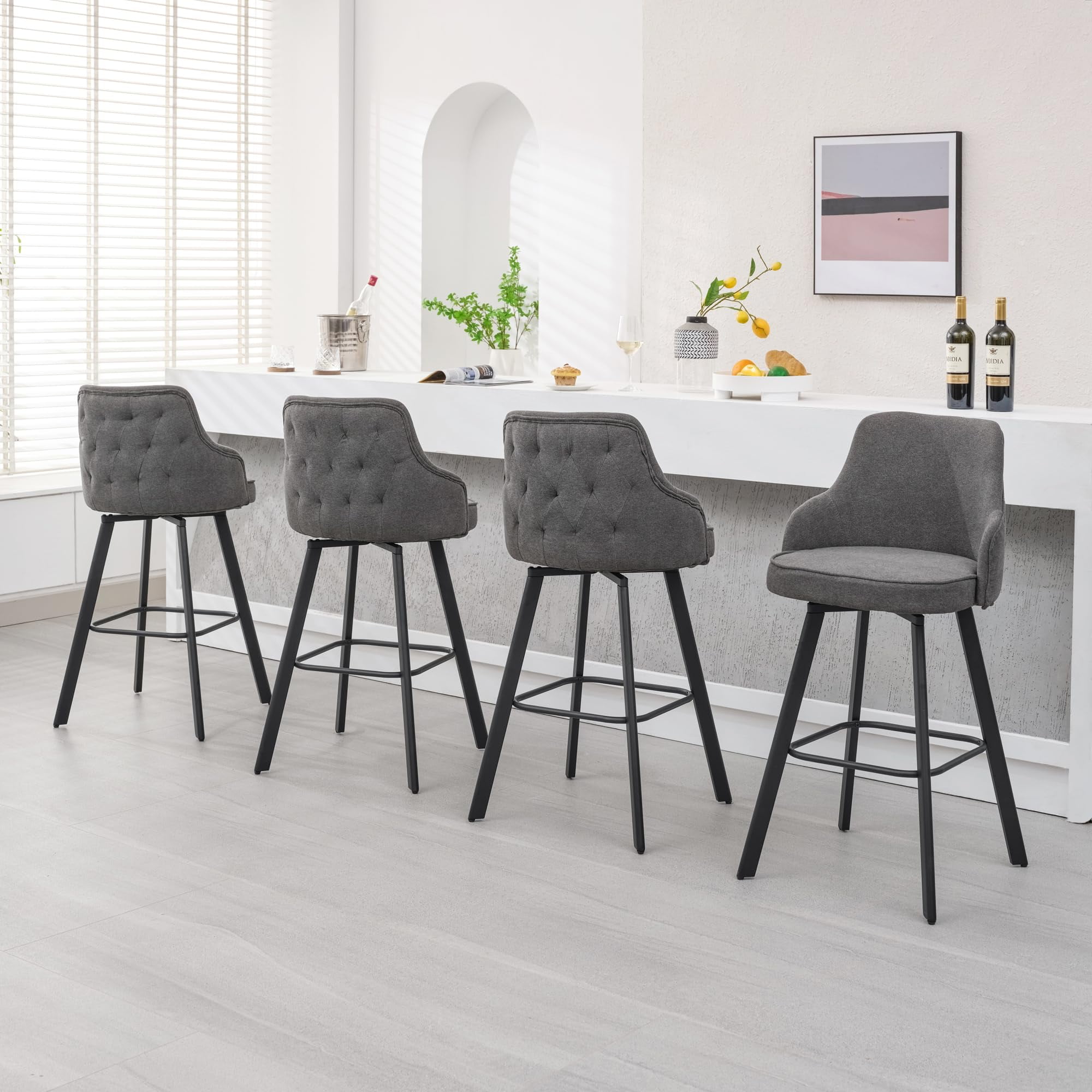 FIRAVOE Bar Stools Set of 4, 30" Swivel Bar Height Bar Stools with High ...