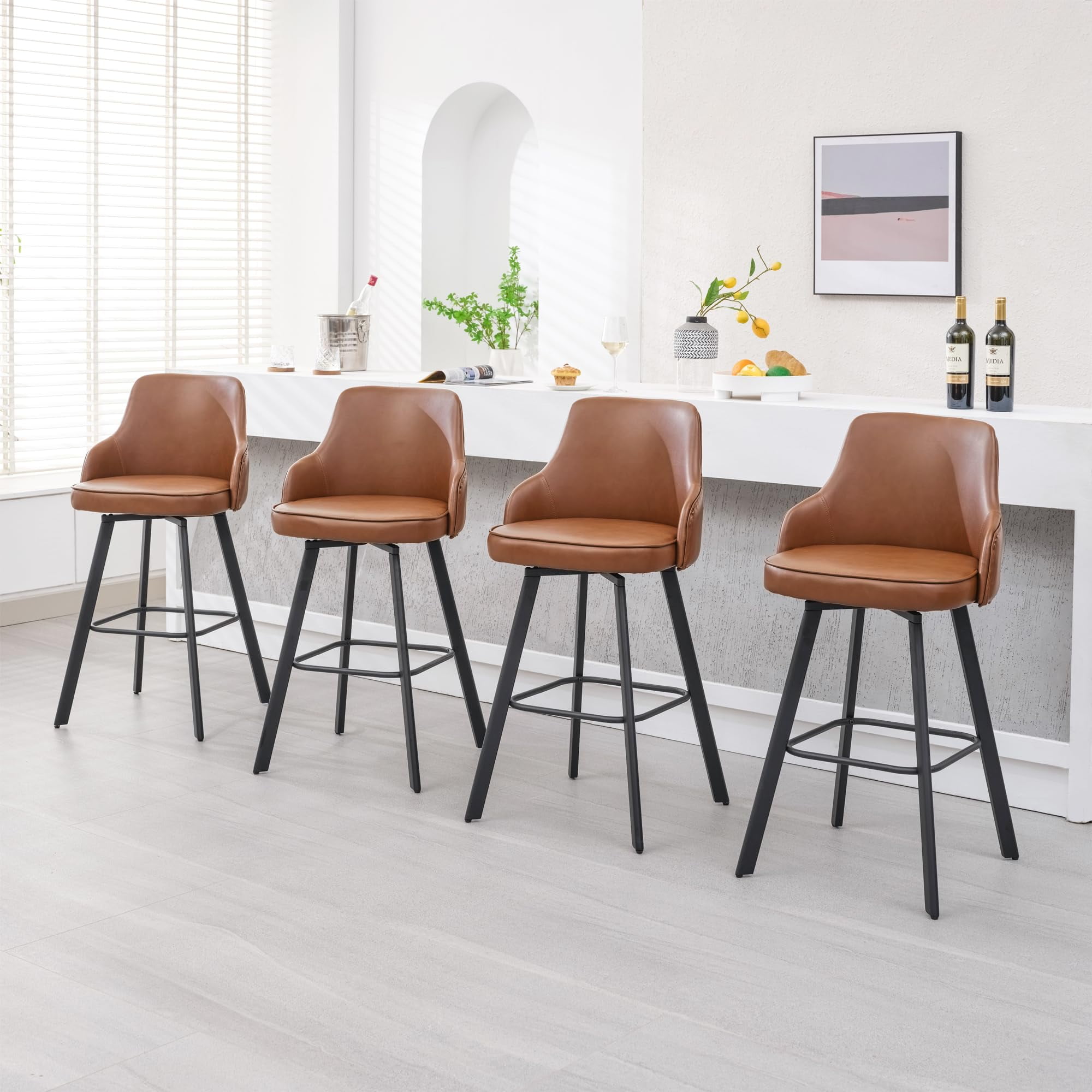 FIRAVOE Bar Stools Set of 4, 30" Swivel Bar Height Bar Stools with High ...