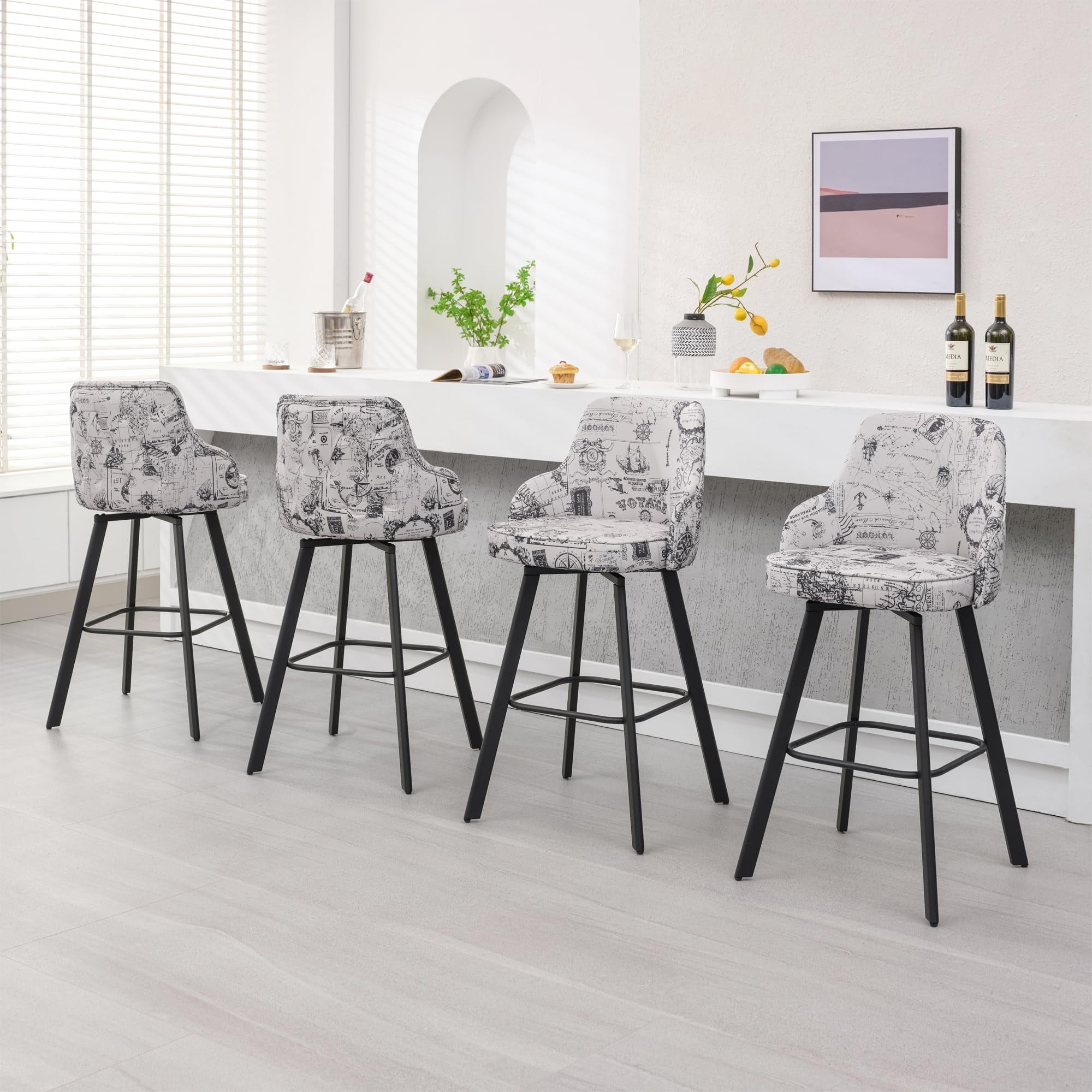 FIRAVOE Bar Stools Set of 4, 30" Swivel Bar Height Bar Stools with High ...