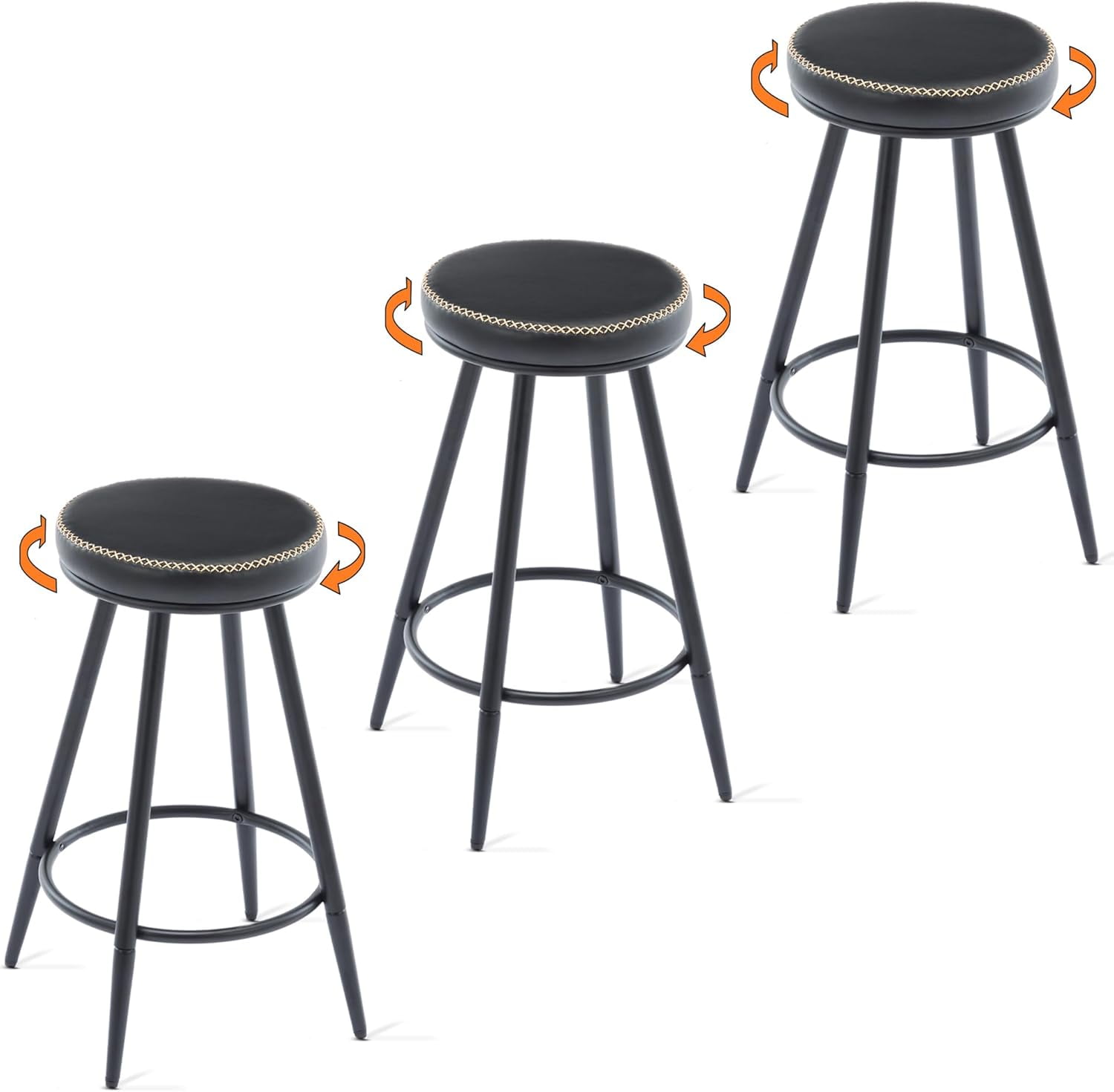 FIRAVOE 24inch Swivel Backless Counter Height Bar Stools for Kitchen ...