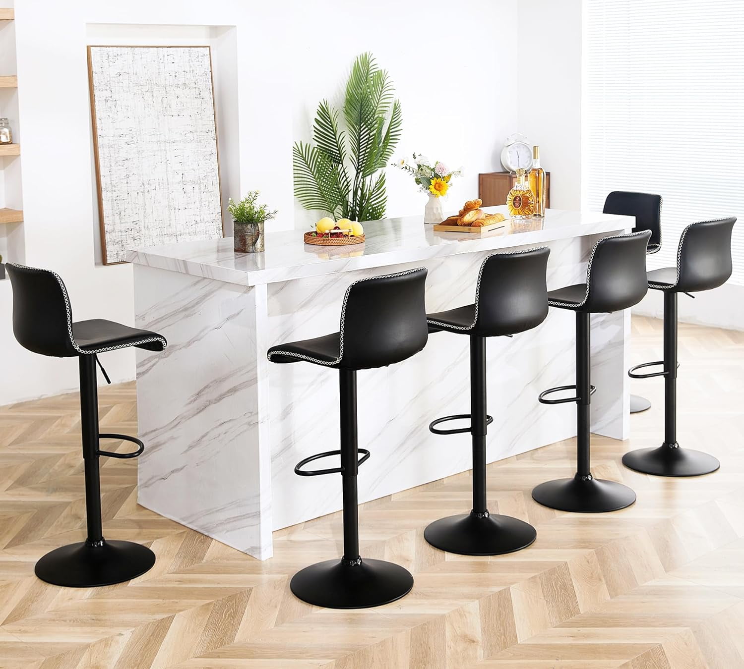 FIRAVOE Swivel Bar Stools Set of 6, Counter Height Bar Stools with Back ...