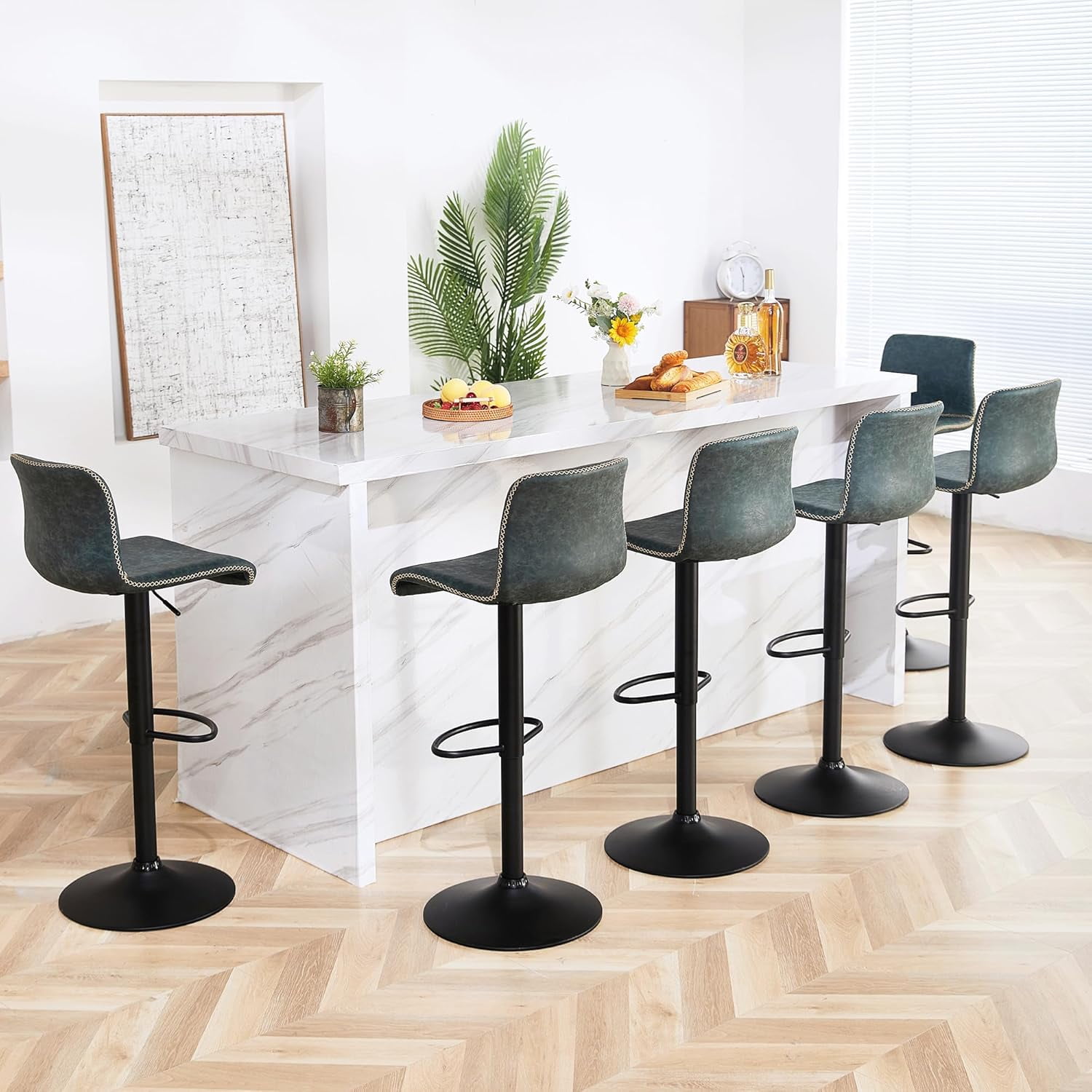 FIRAVOE Swivel Bar Stools Set of 6, Counter Height Bar Stools with Back ...
