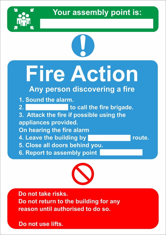 FIRE ACTION FIRE ASSEMBLY POINT Metal Sign OR FOAMEX FIRE SAFETY SIGNS ...