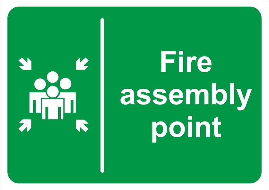 FIRE ASSEMBLY POINT SIGN Metal Aluminum Sign/FOAMEX FIRE/EMERGENCY ...