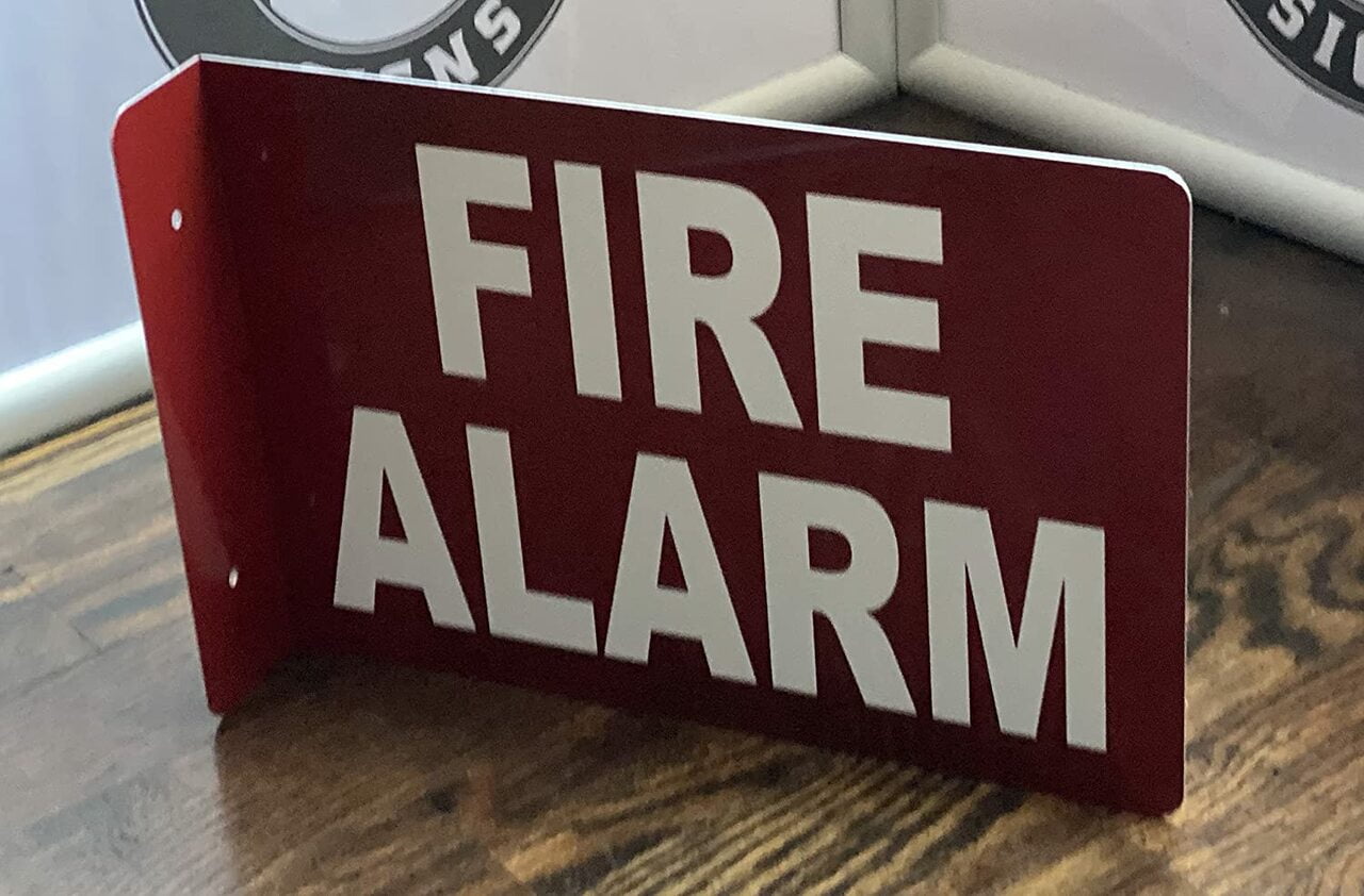 FIRE Alarm Projection Sign-FIRE Alarm Inside 3D Sign (RED, Aluminium ...