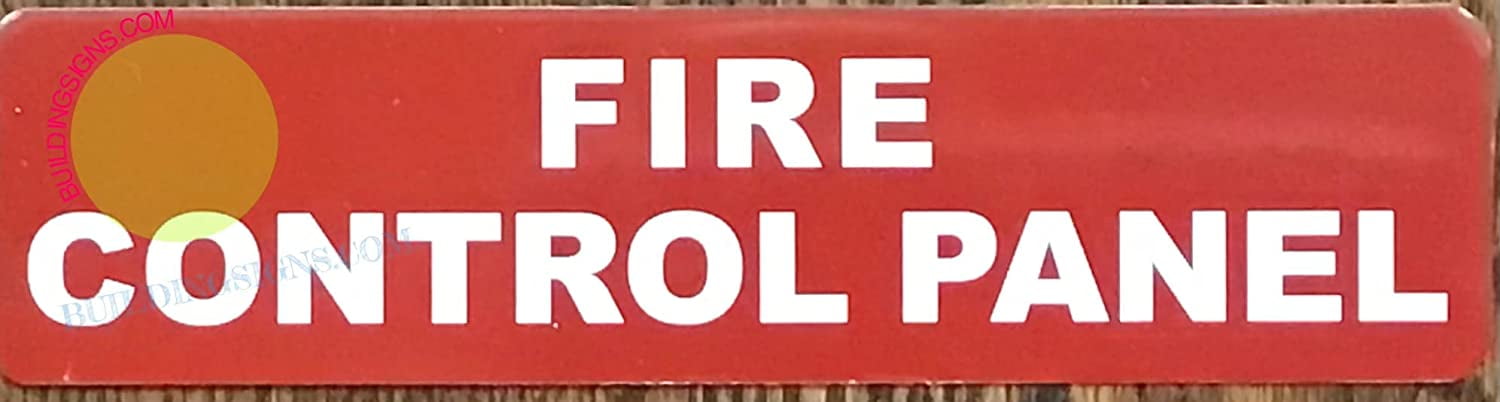 FIRE Control Panel Sign (RED, Double Sided Tape, Aluminium 2X8 INCH ...