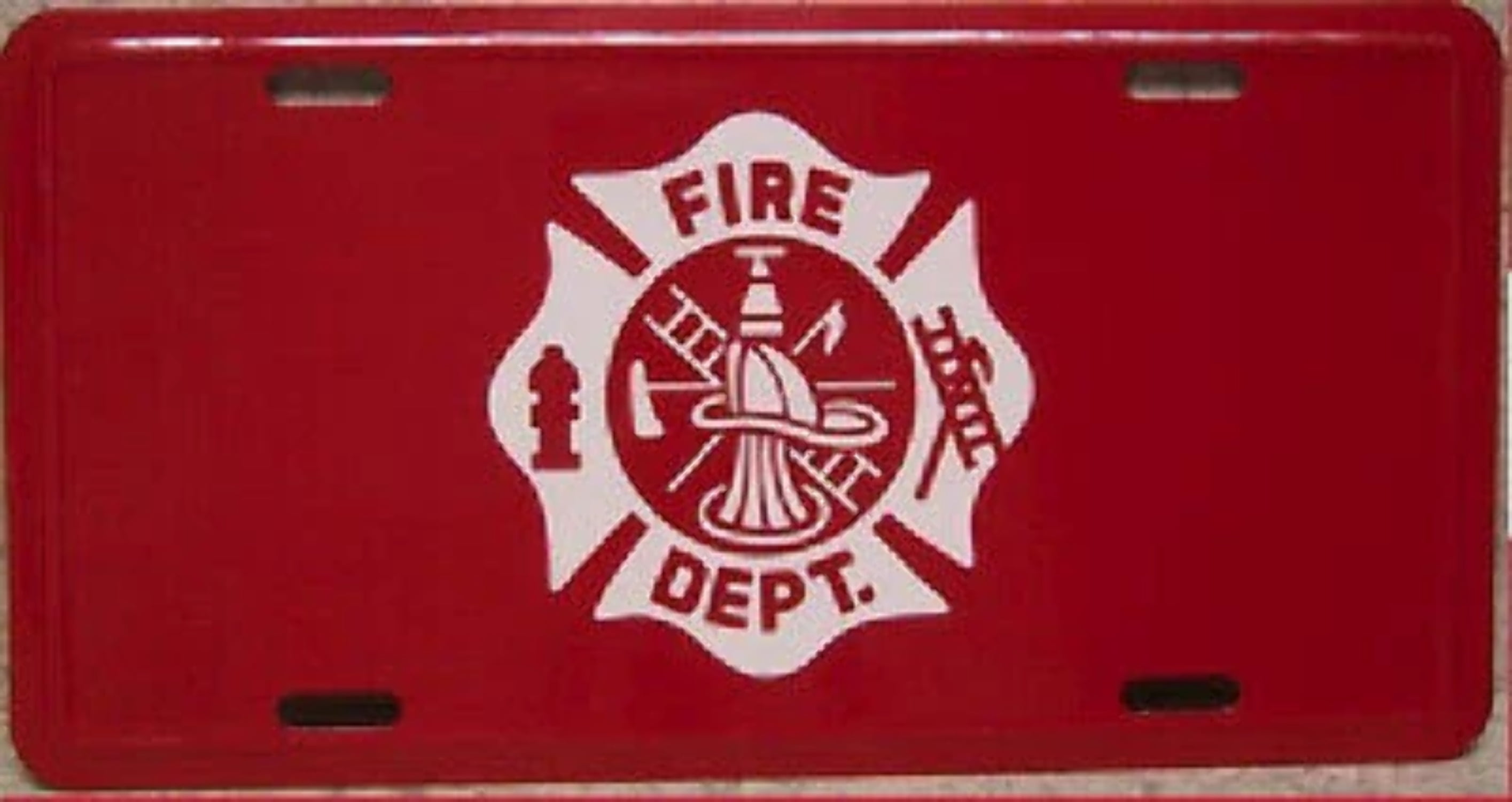 FIRE DEPARTMENT FIRE FIGHTER RED Aluminum Embossed License Plate ...