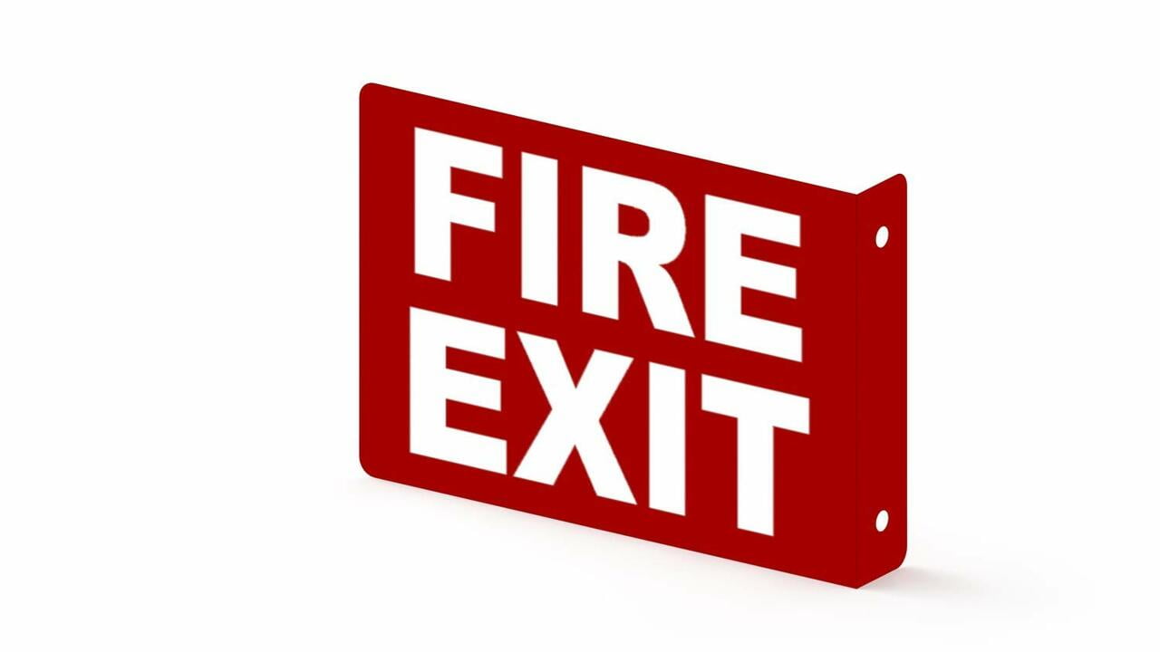 FIRE EXIT Projection Sign- FIRE EXIT 3D Sign (RED, Aluminium, 7X10, 90D ...