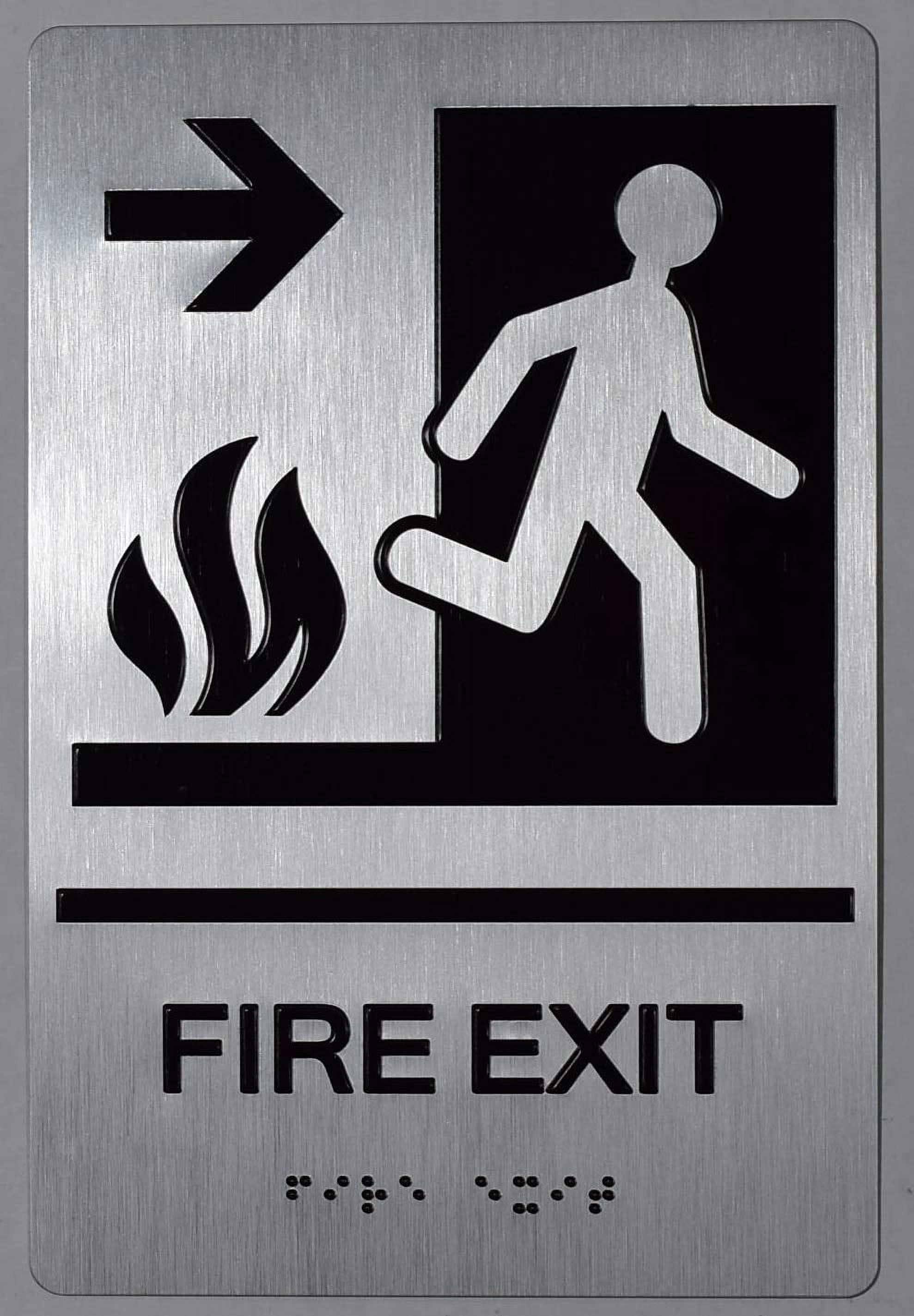 FIRE EXIT Right Arrow Sign -(Aluminium, Silver, Size 6x9)-The Sensation ...