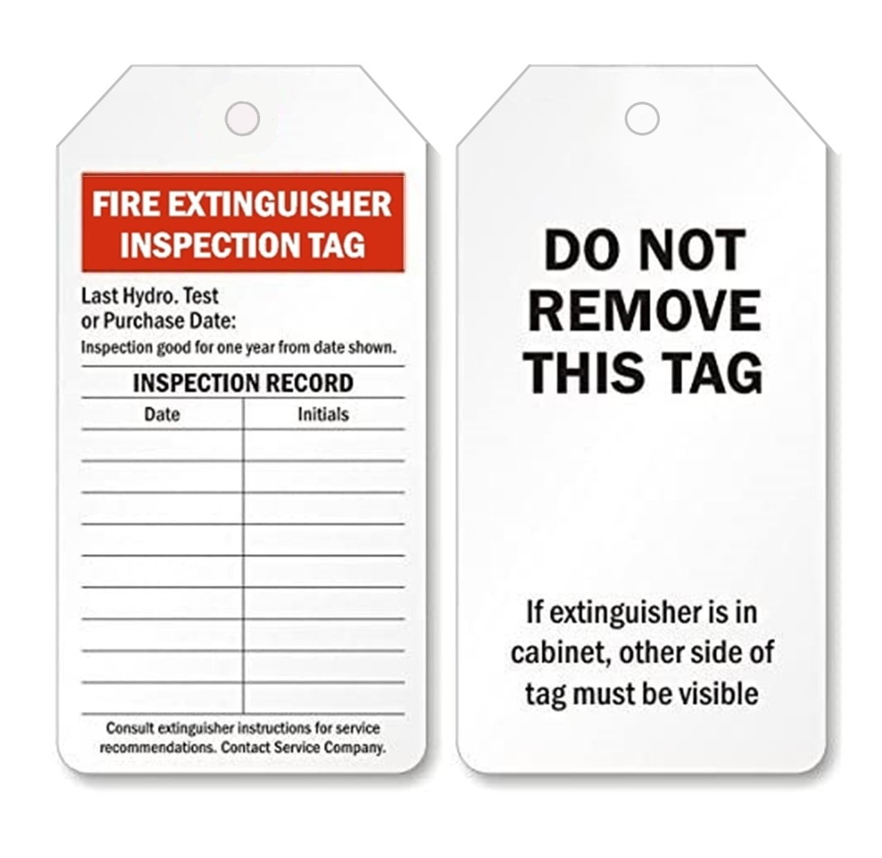 FIRE Extinguisher Inspection TAG, 5 1/4 INCHES by 3 INCHES, 2 Sided ...
