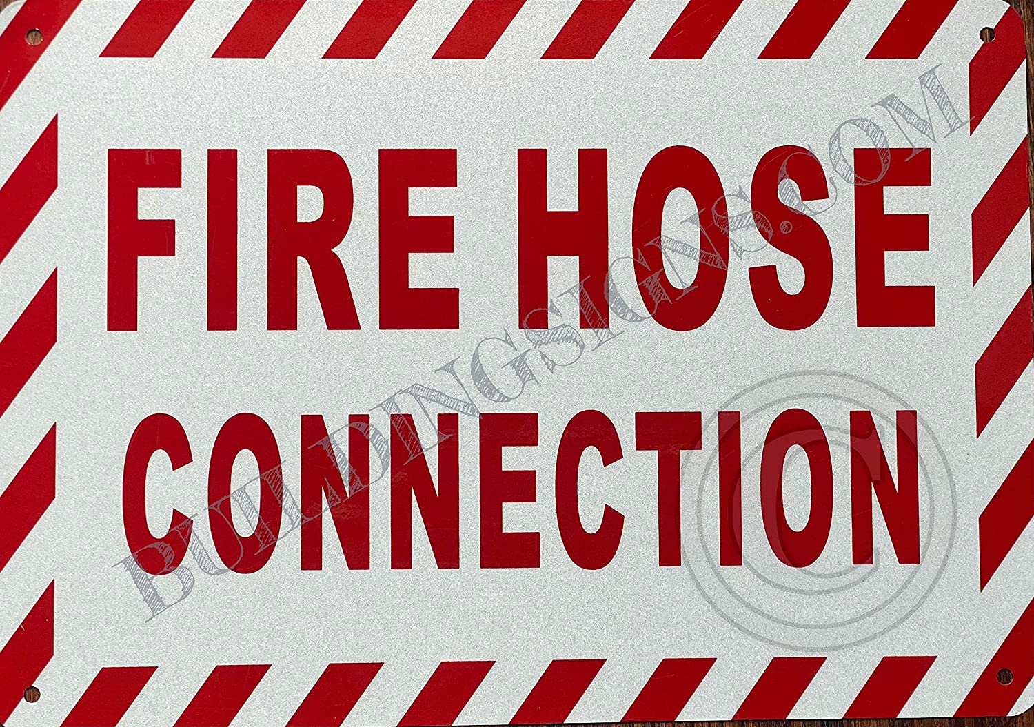 FIRE Hose Connection Sign (White, Reflective, Aluminium 7X10,Rust Free ...