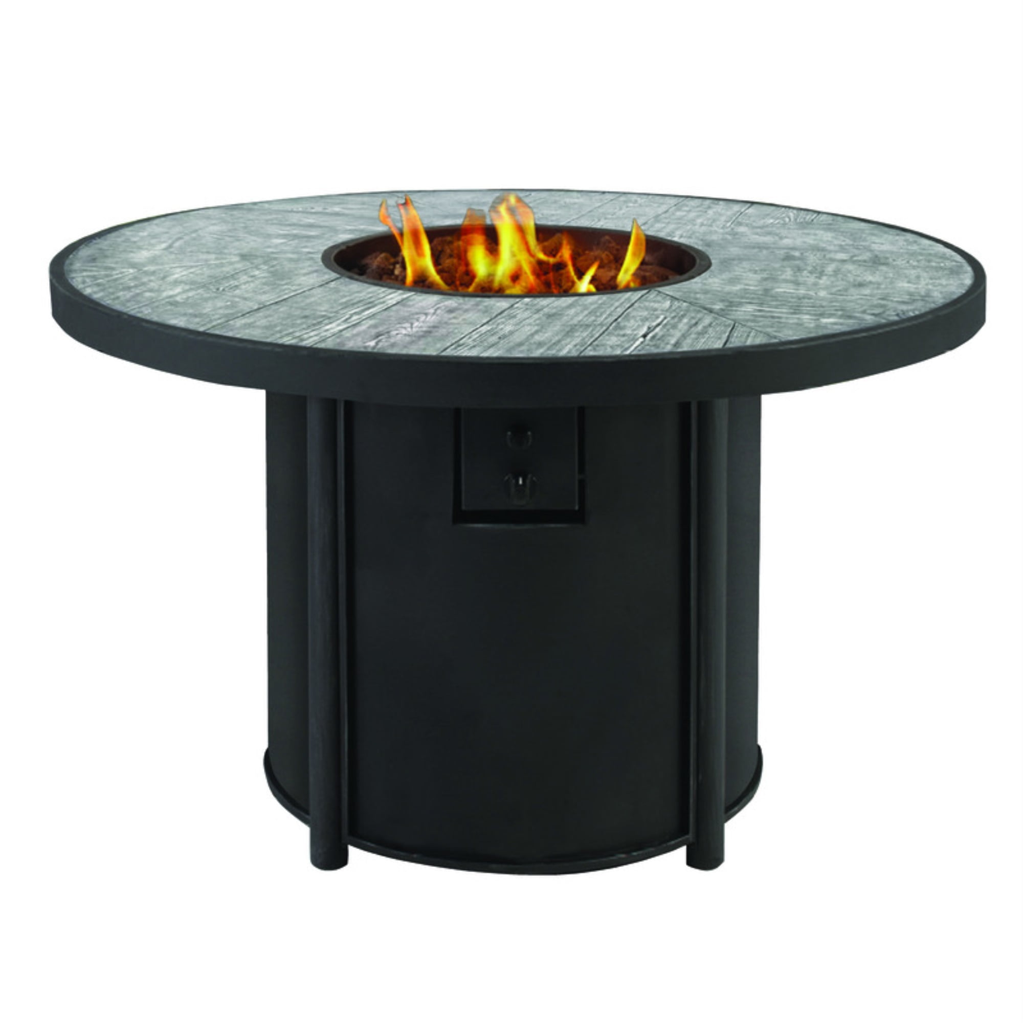 Living Accents 42" Round Steel LP Gas Fire Table with Cast Stone Top ...