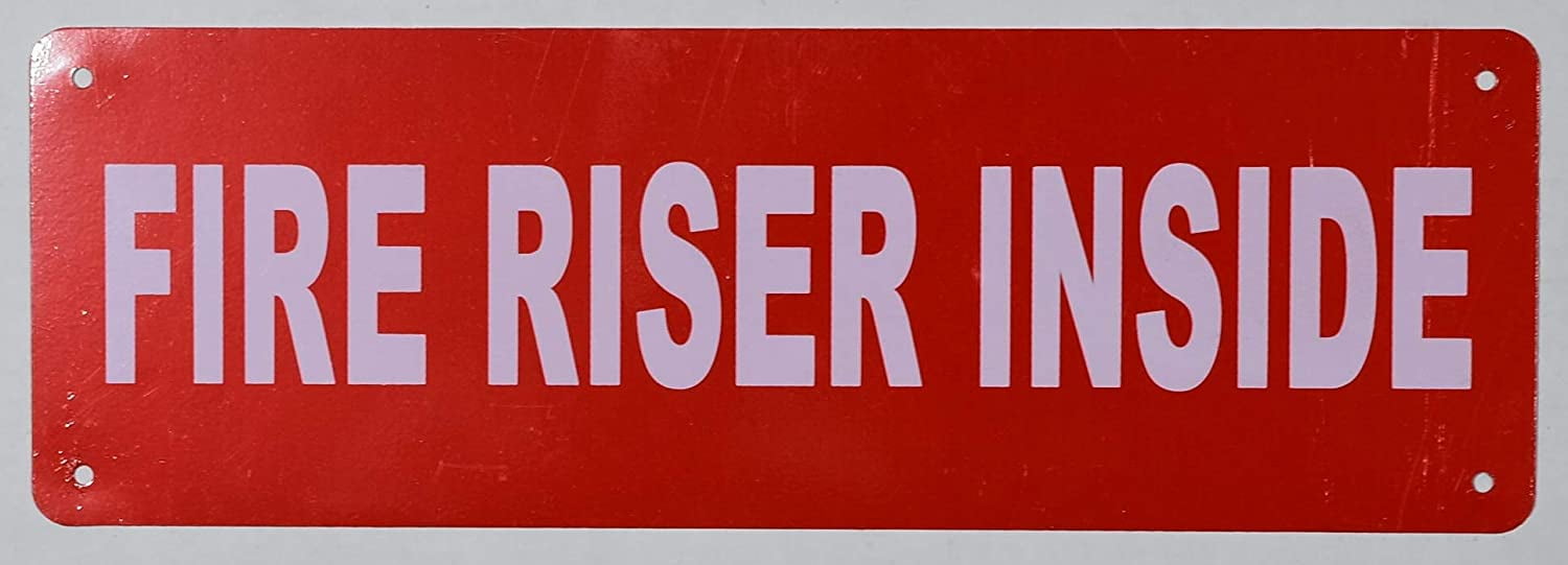 FIRE Riser Inside Sign (Aluminium,Reflective !!!, RED 4x12) (ref-2201 ...