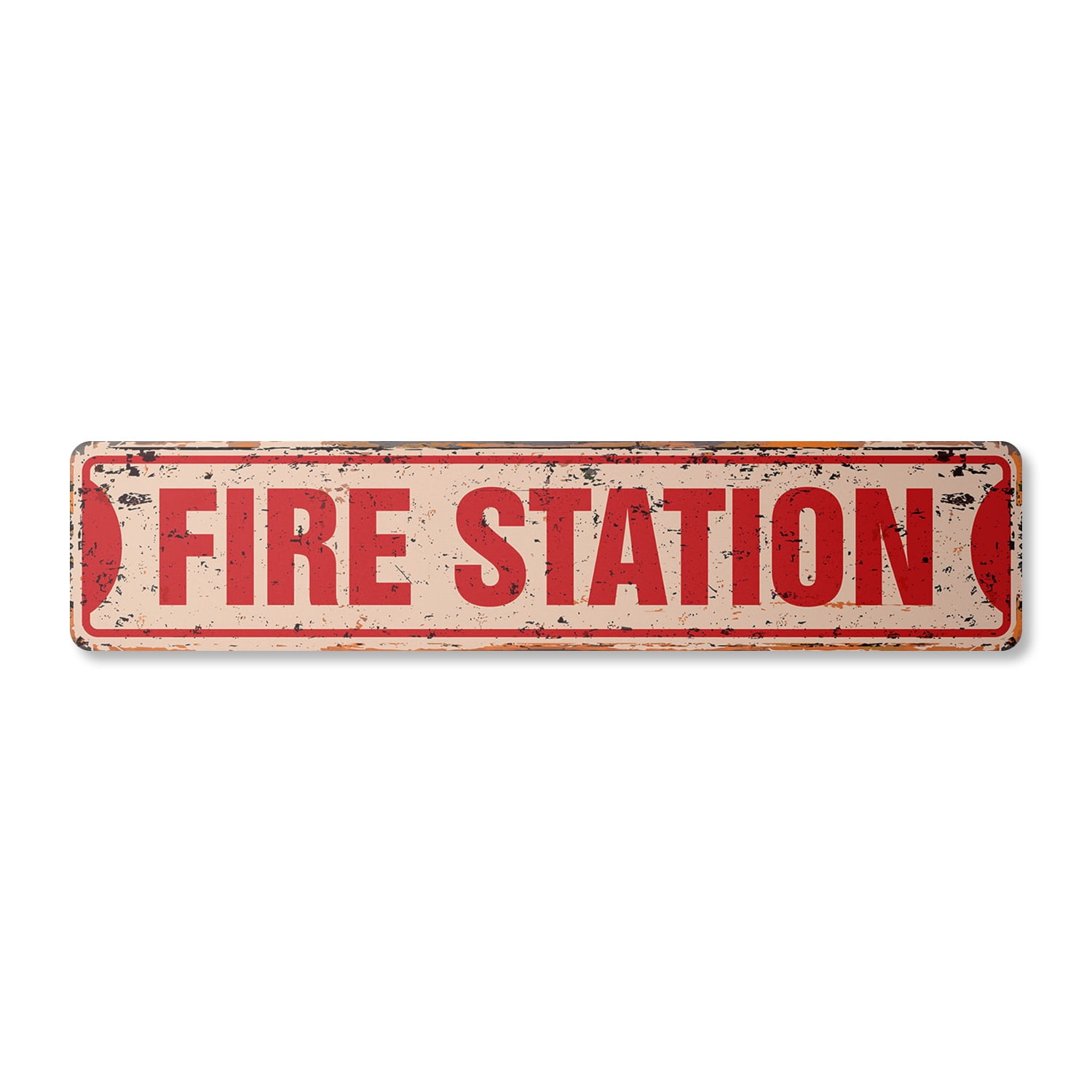FIRE STATION Vintage Aluminum Street Sign firefighter house fireman ...