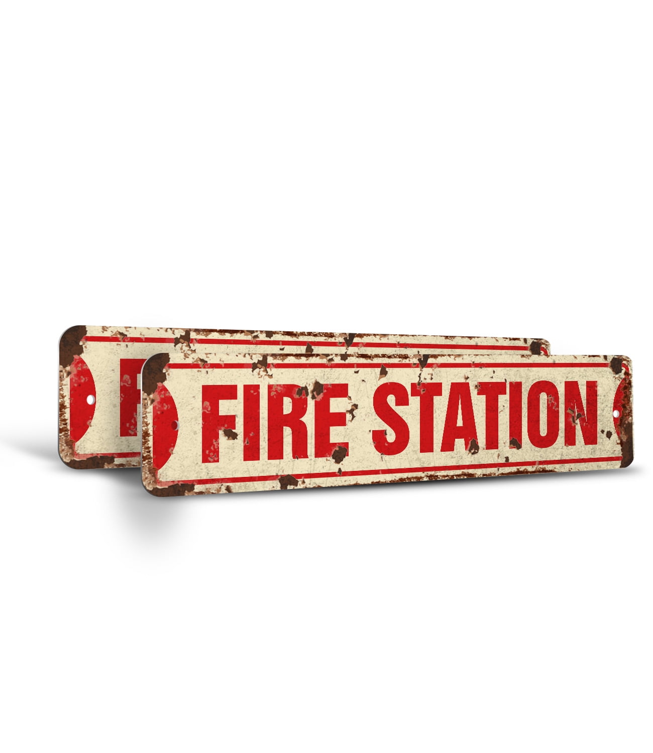FIRE STATION Vintage Style Rustic Street Sign – (2 Pack) Firefighter ...