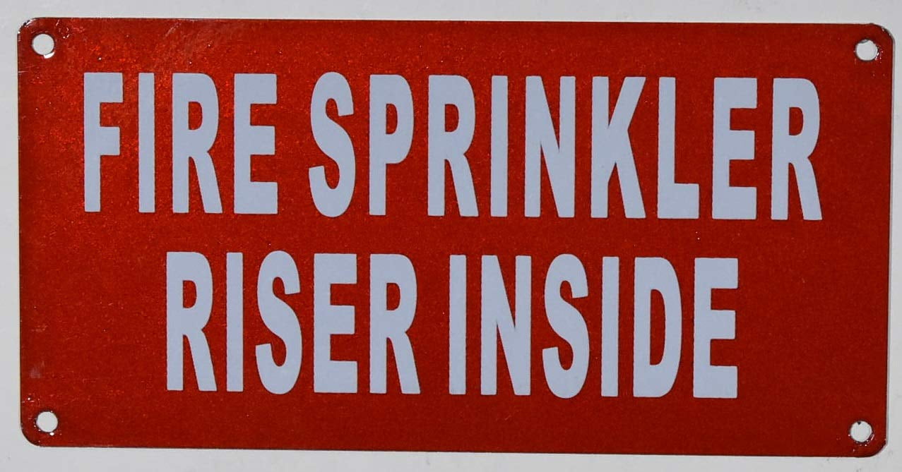 FIRE Sprinkler Riser Inside Sign (Reflective !!!!, RED,Rust Free 3x6 ...