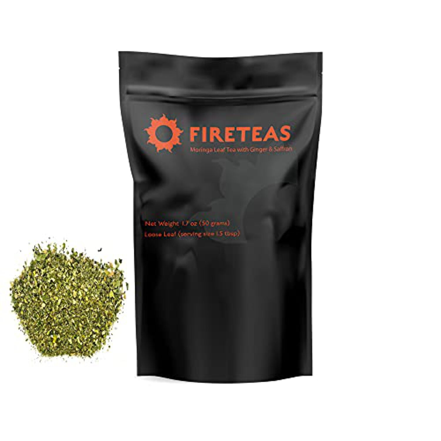 FIRE TEAS Organic Moringa Leaf Tea with Ginger Saffron - Loose Leaf ...