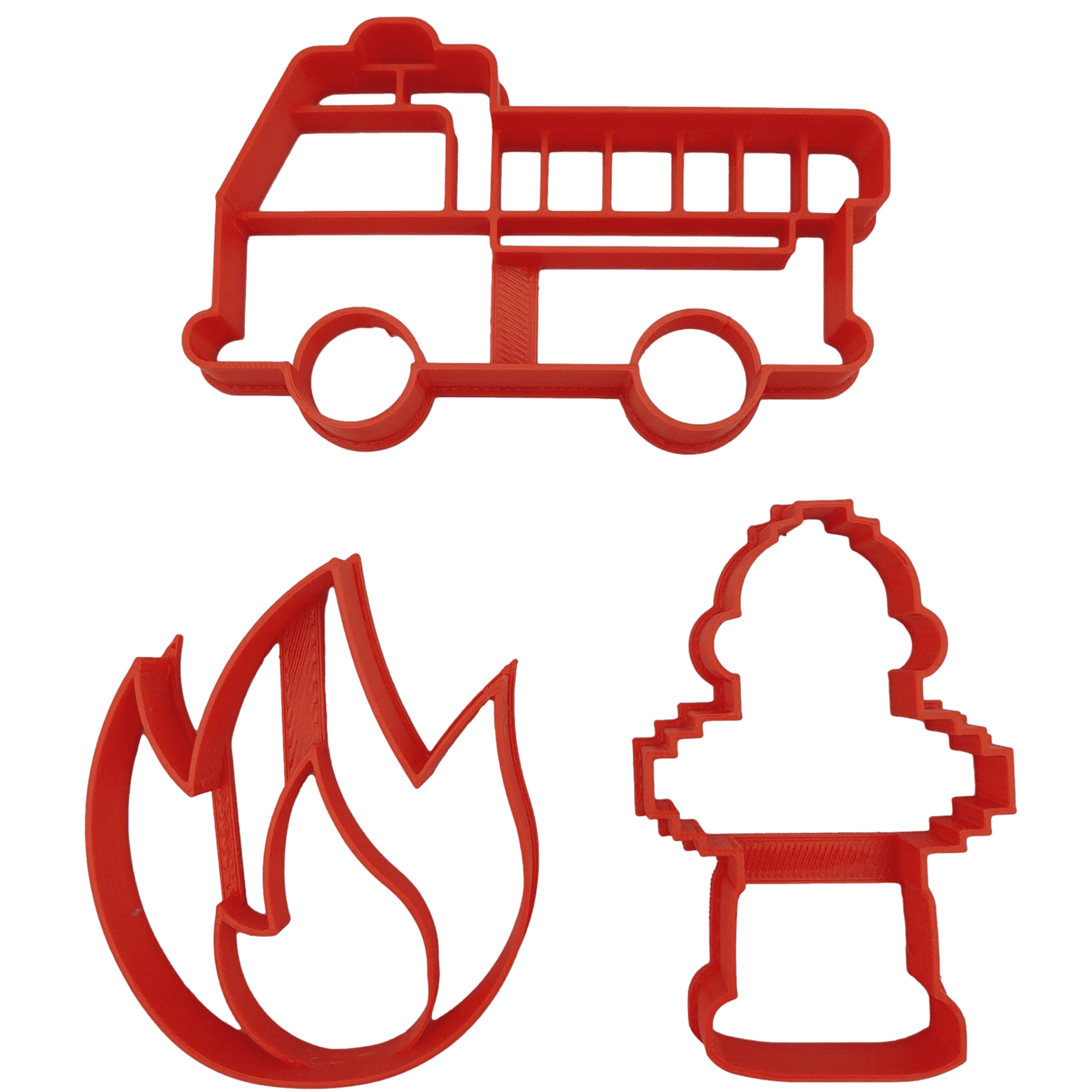 FIRE TRUCK COOKIE CUTTER WITH FLAME AND HYDRANT Hook And Ladder Engine ...