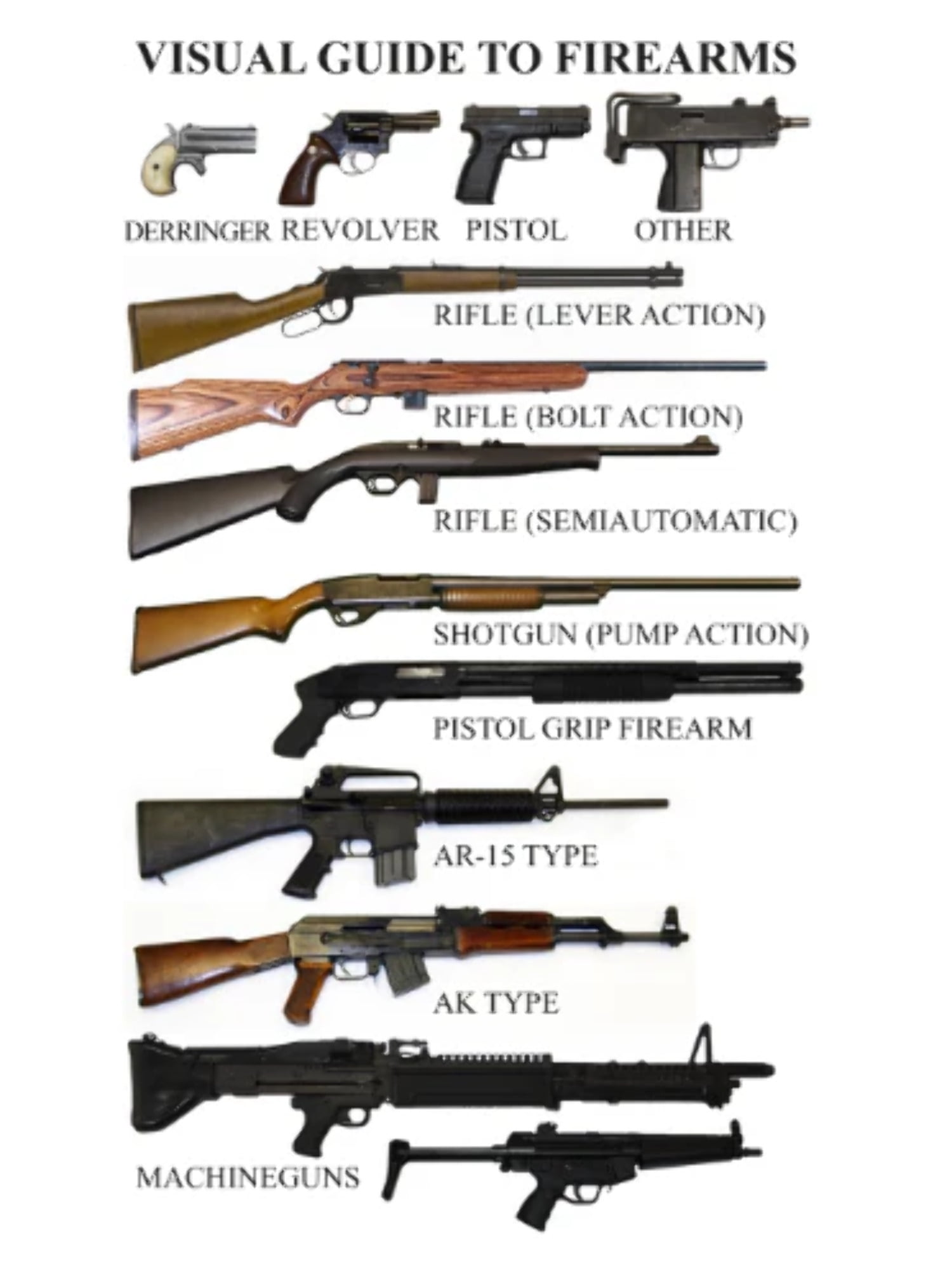 FIREARM GUN IDENTIFICATION CHART GLOSSY POSTER PICTURE BANNER PRINT PHOTO - Walmart.com