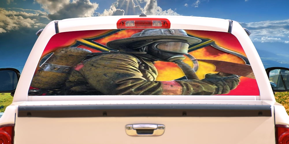 FIREFIGHTER 1 16"x54" Rear Window Graphic compact pickup truck fireman ...