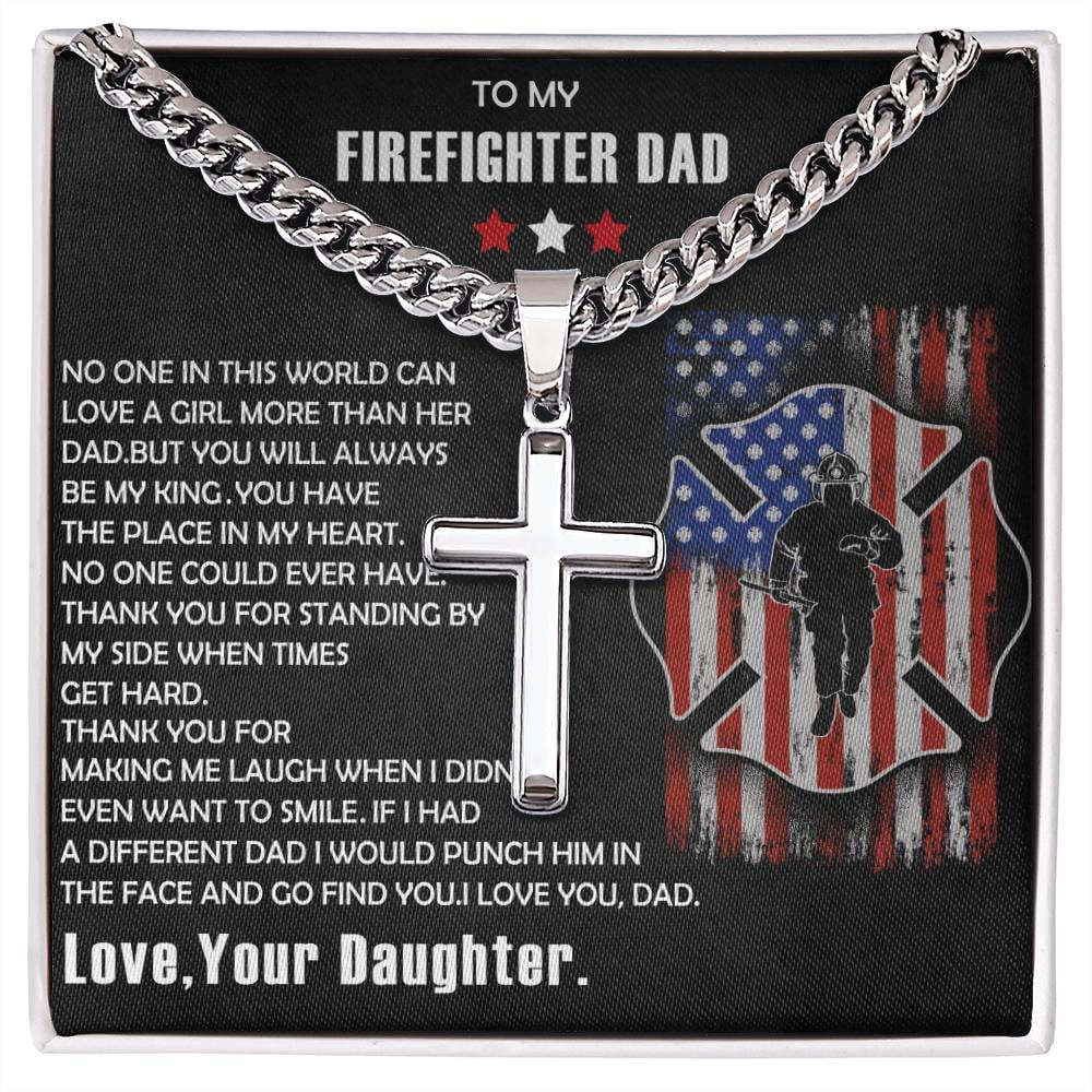 FIREFIGHTER DAD GIFT-FIREFIGHTER DAD CROSS NECKLACE-FATHER'S DAY GIFT ...