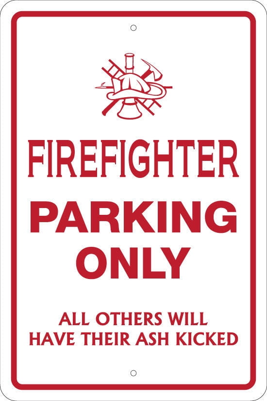 FIREFIGHTER PARKING ONLY metal aluminium Sign RESCUE, FIRST RESPONDER ...
