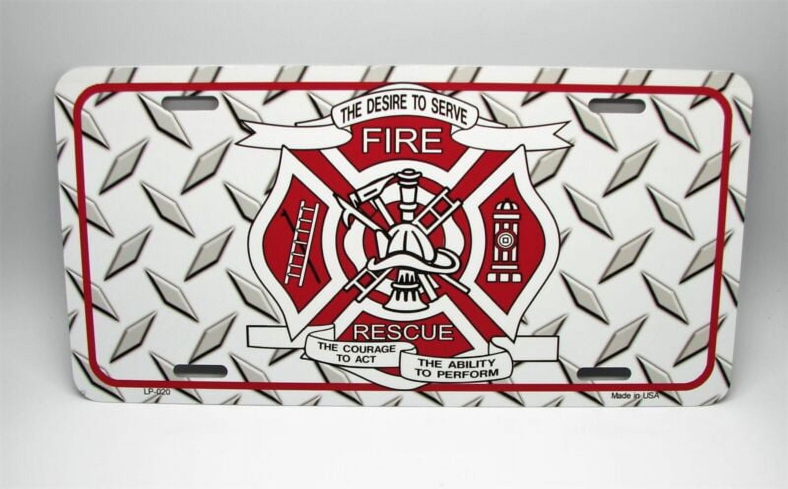 FIREFIGHTER RESCUE METAL CAR LICENSE PLATE. FIRE DEPARTMENT CAR LICENSE ...