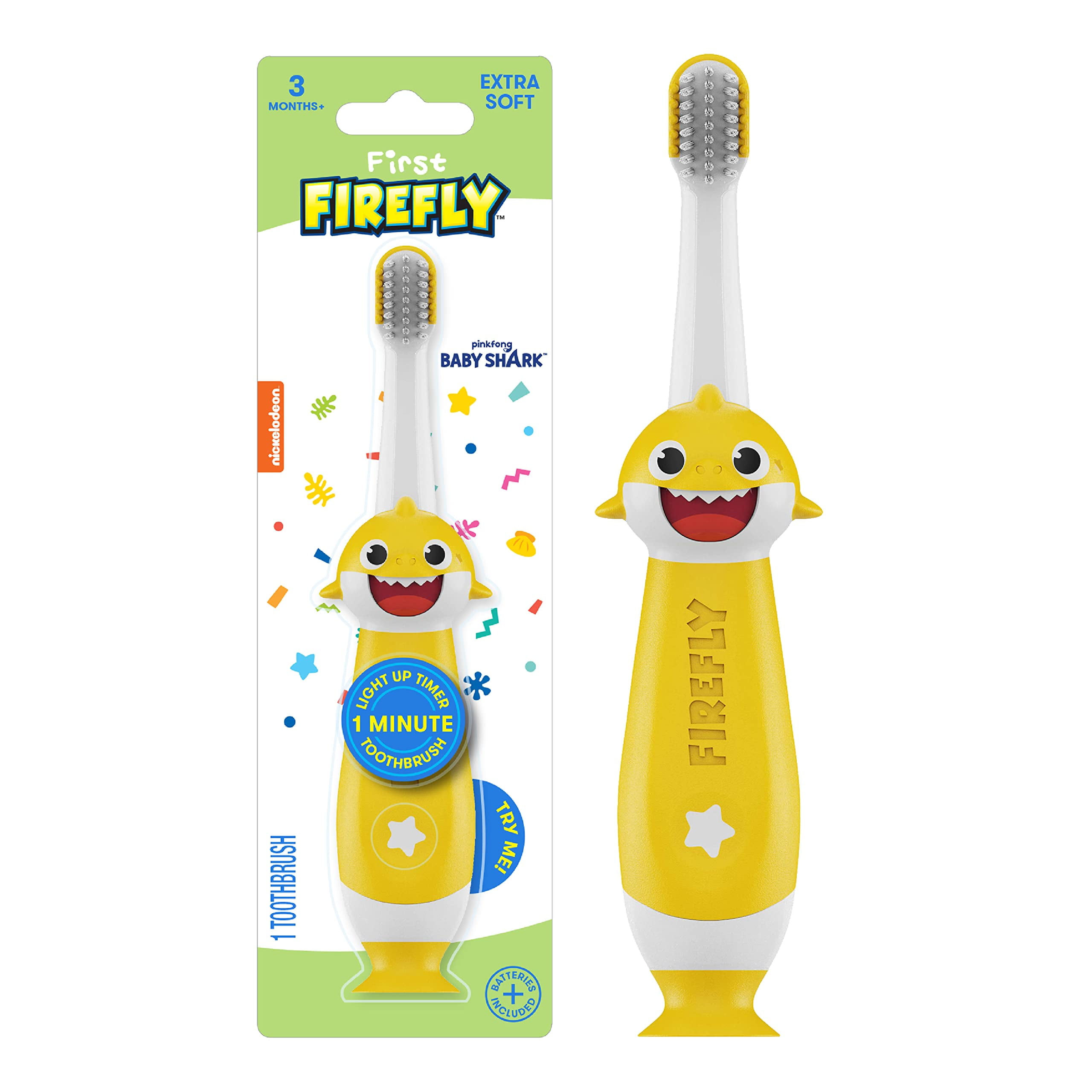 FIREFLY First Firefly Training Light Up Toothbrush, Baby Shark, Yellow ...