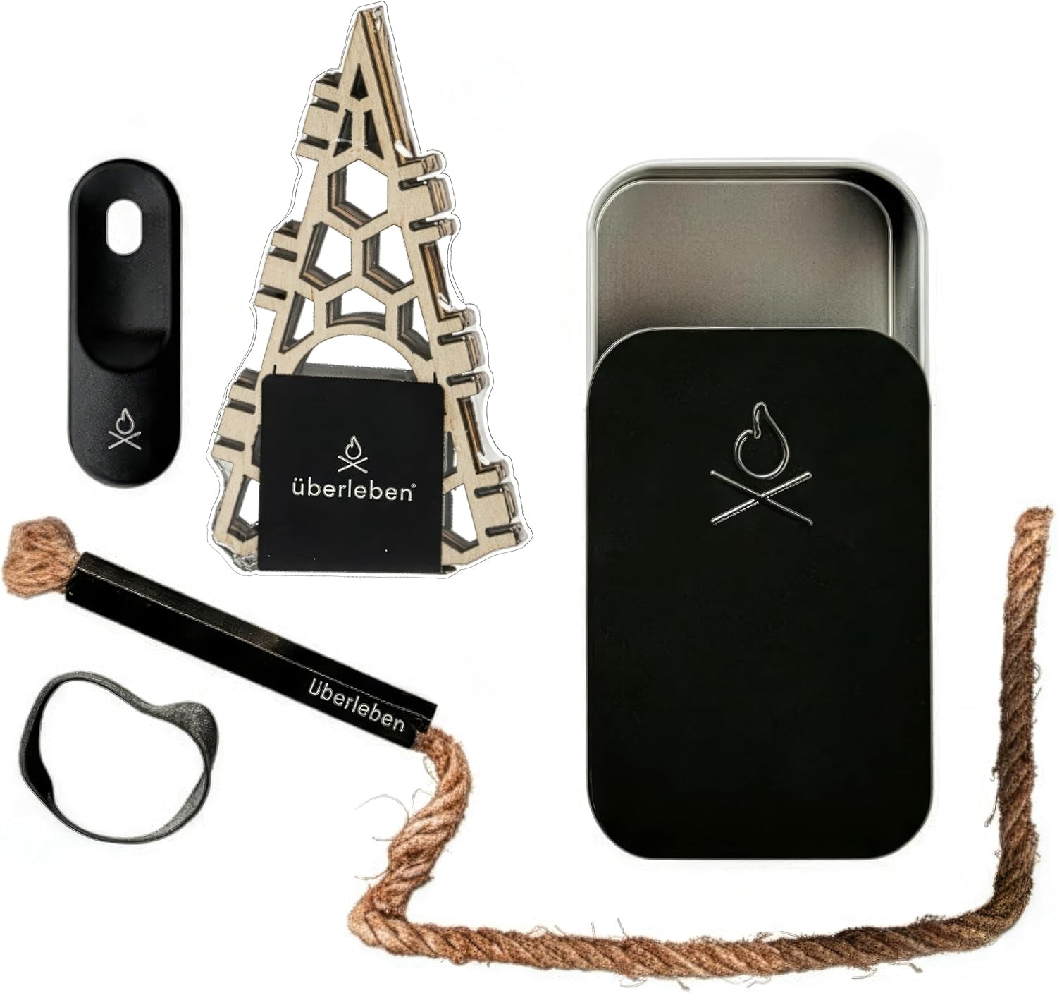 FIREKIT Survival Fire Starter Kit – All-in-One Ferro Rod, Striker, Tinder Wick & Bellow ...