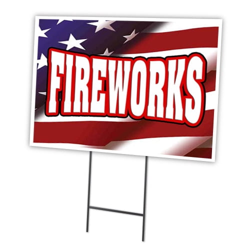 FIREWORKS 18"x24" Yard Sign & Stake | Advertise Your Business | Stake ...