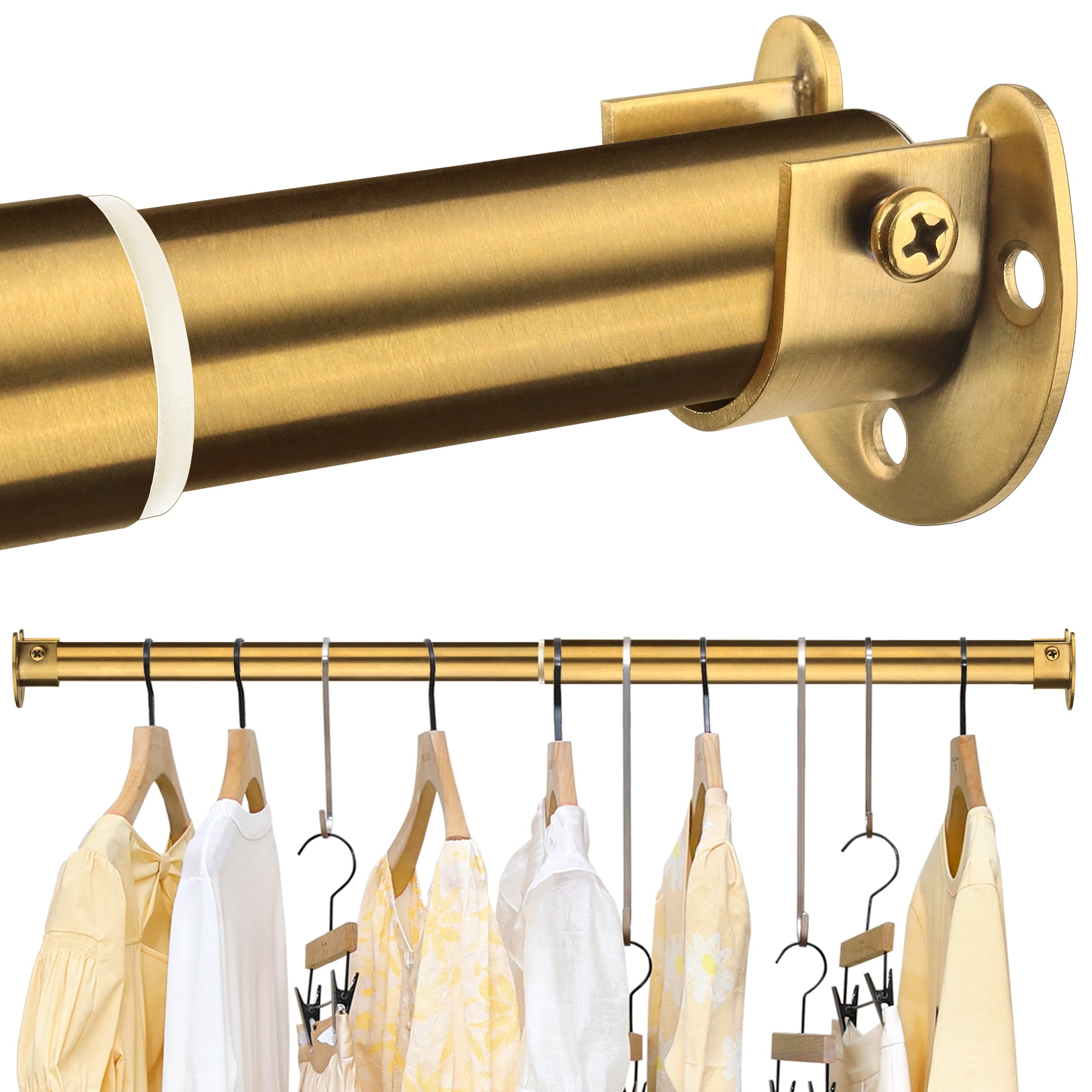 FIRJOY Closet Rods for Hanging Clothes - Heavy Duty, Length Adjustable ...